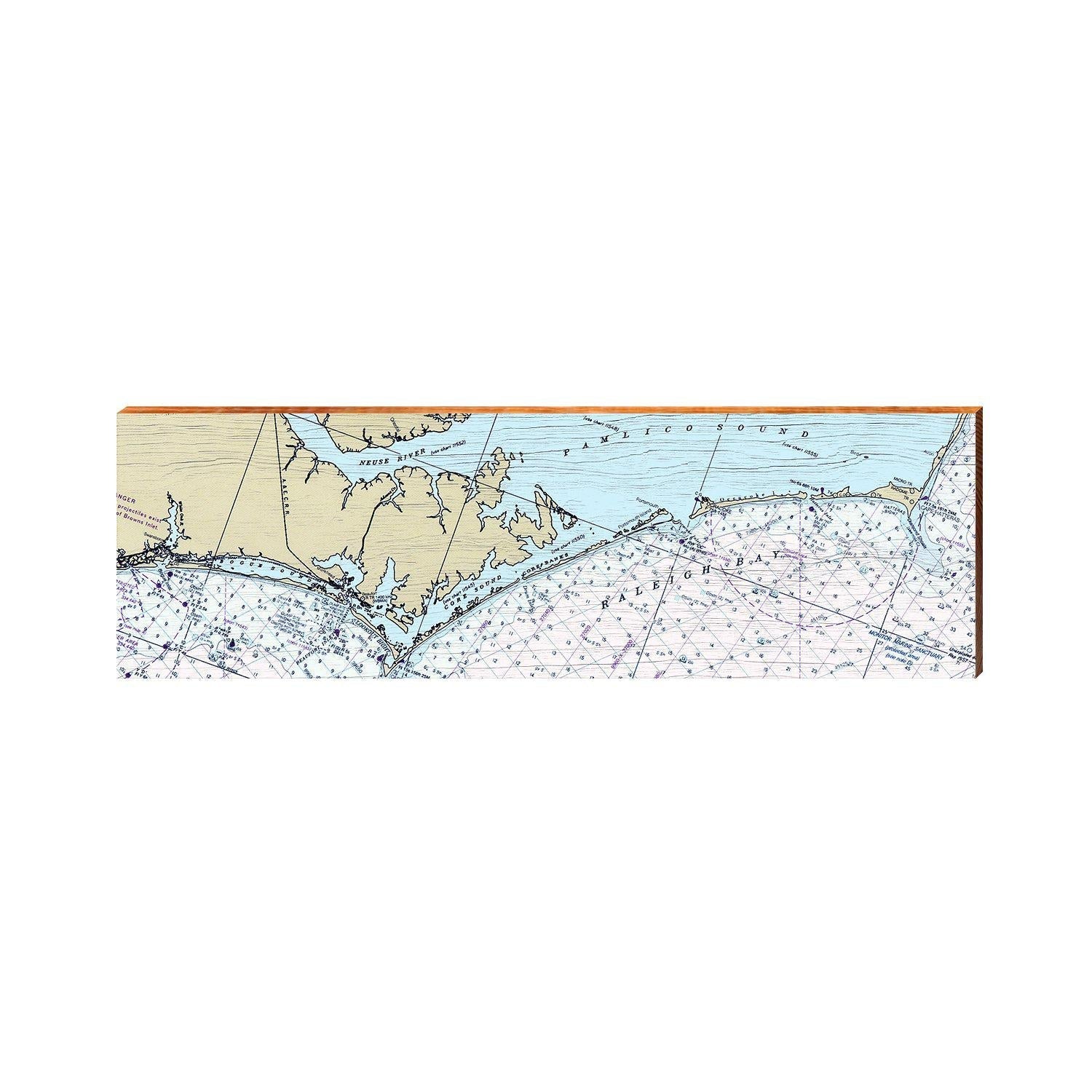 Pamlico Sound NOAA Chart Map | Wall Art Print on Real Wood