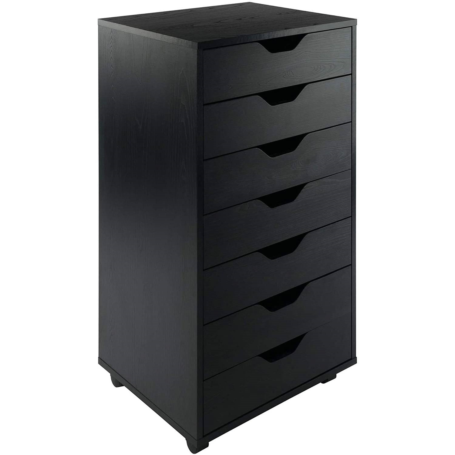 Modern Scandinavian Style 7-Drawer Storage Cabinet Chest in Black Fini
