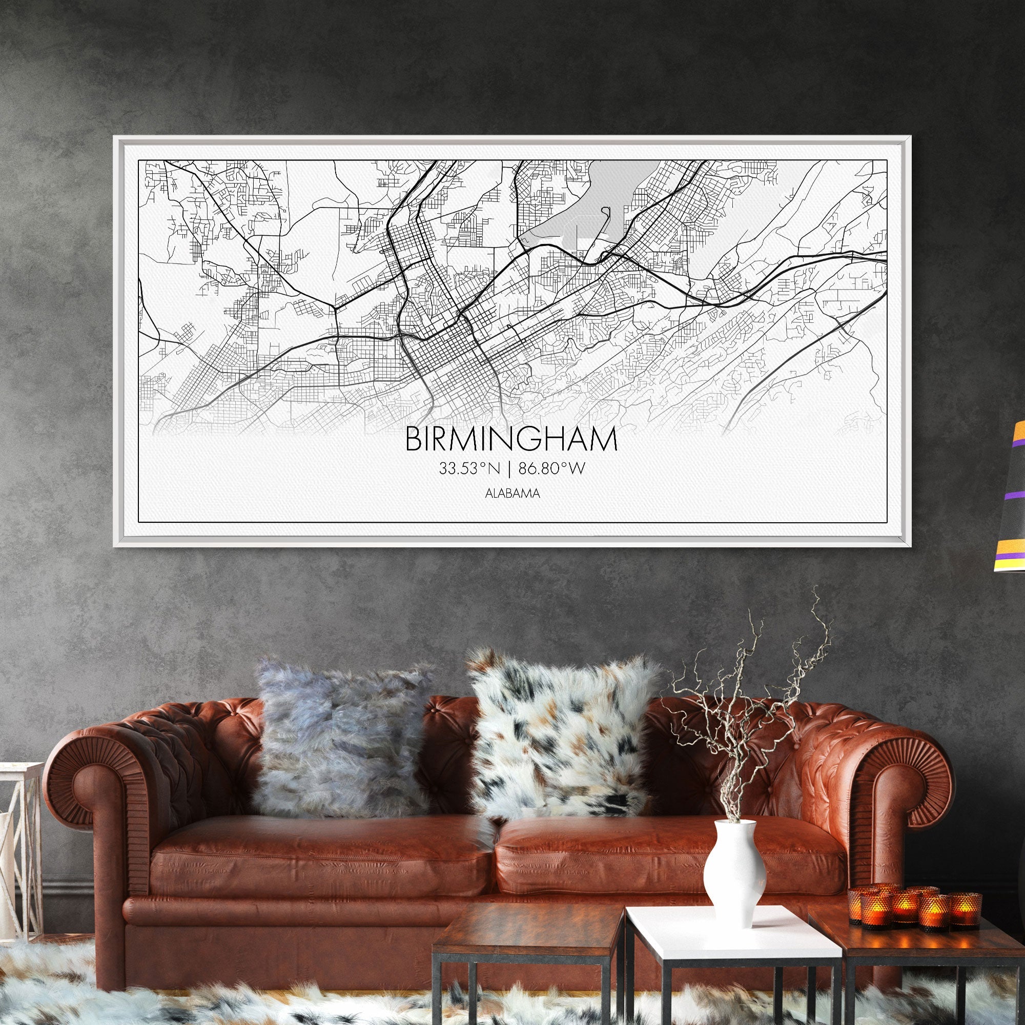 Birmingham Street Map, Alabama Map, Map Print, Modern Art, Wall Art, C