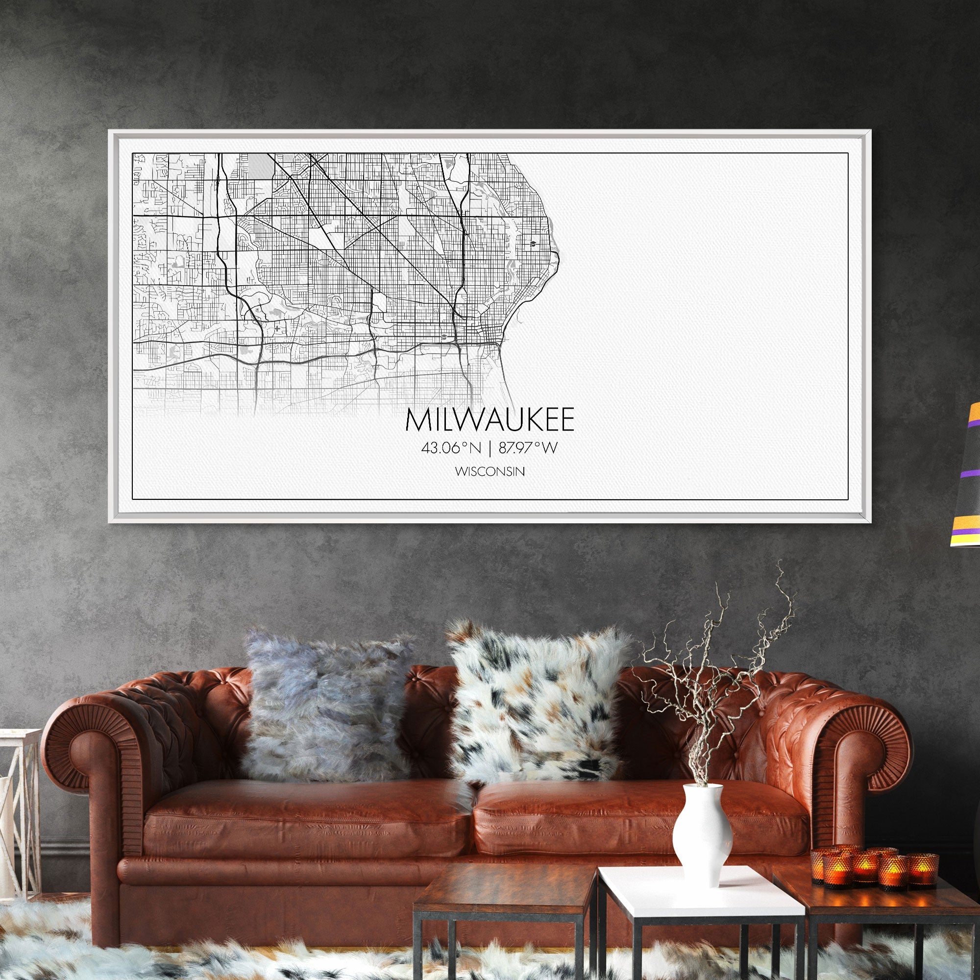 Milwaukee City Map, Wisconsin Map, Map Art, Minimalist Wall Art, Wall