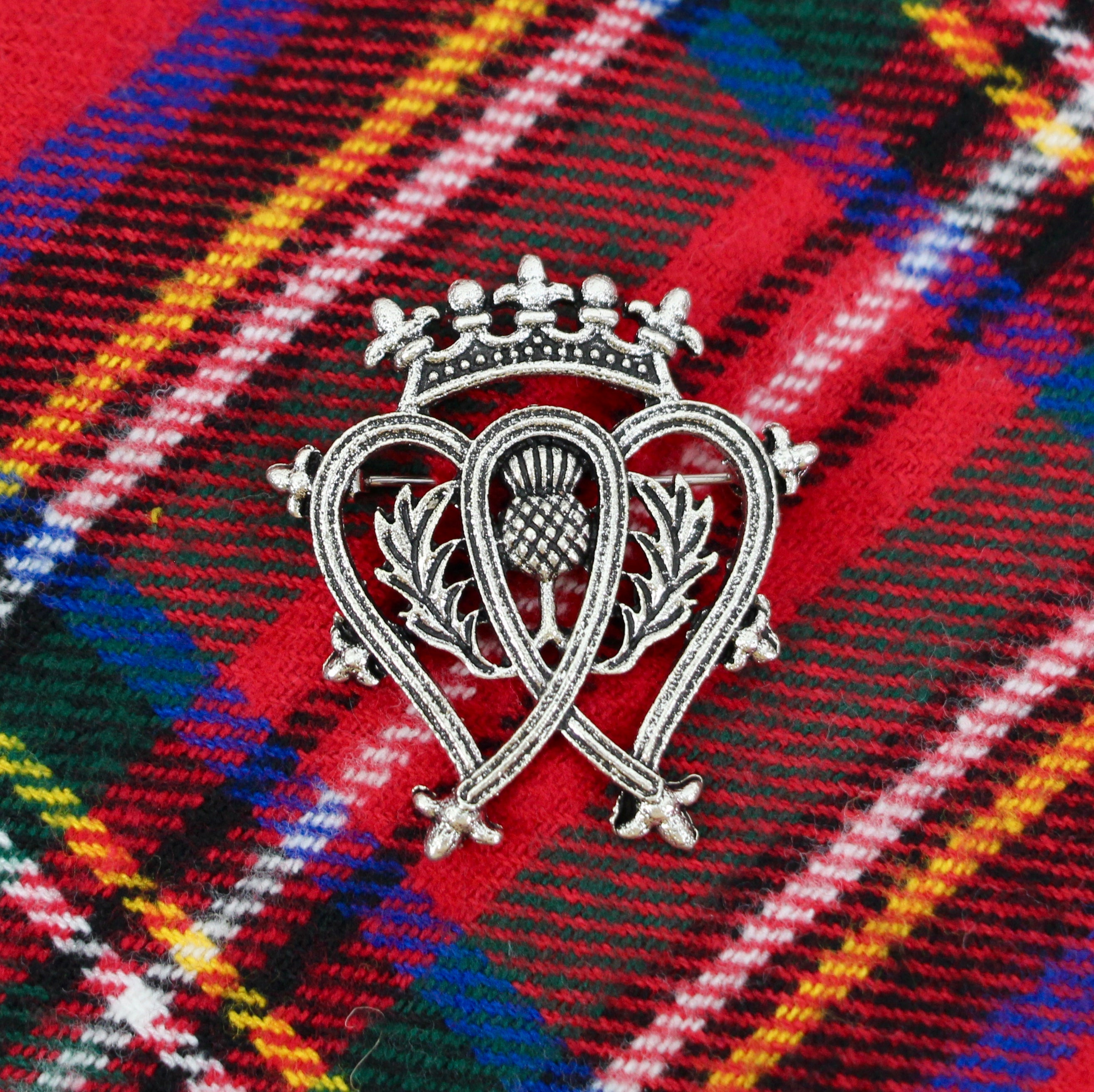 Luckenbooth Scottish Heart Shaped Brooch with Scottish Thistle and Cro