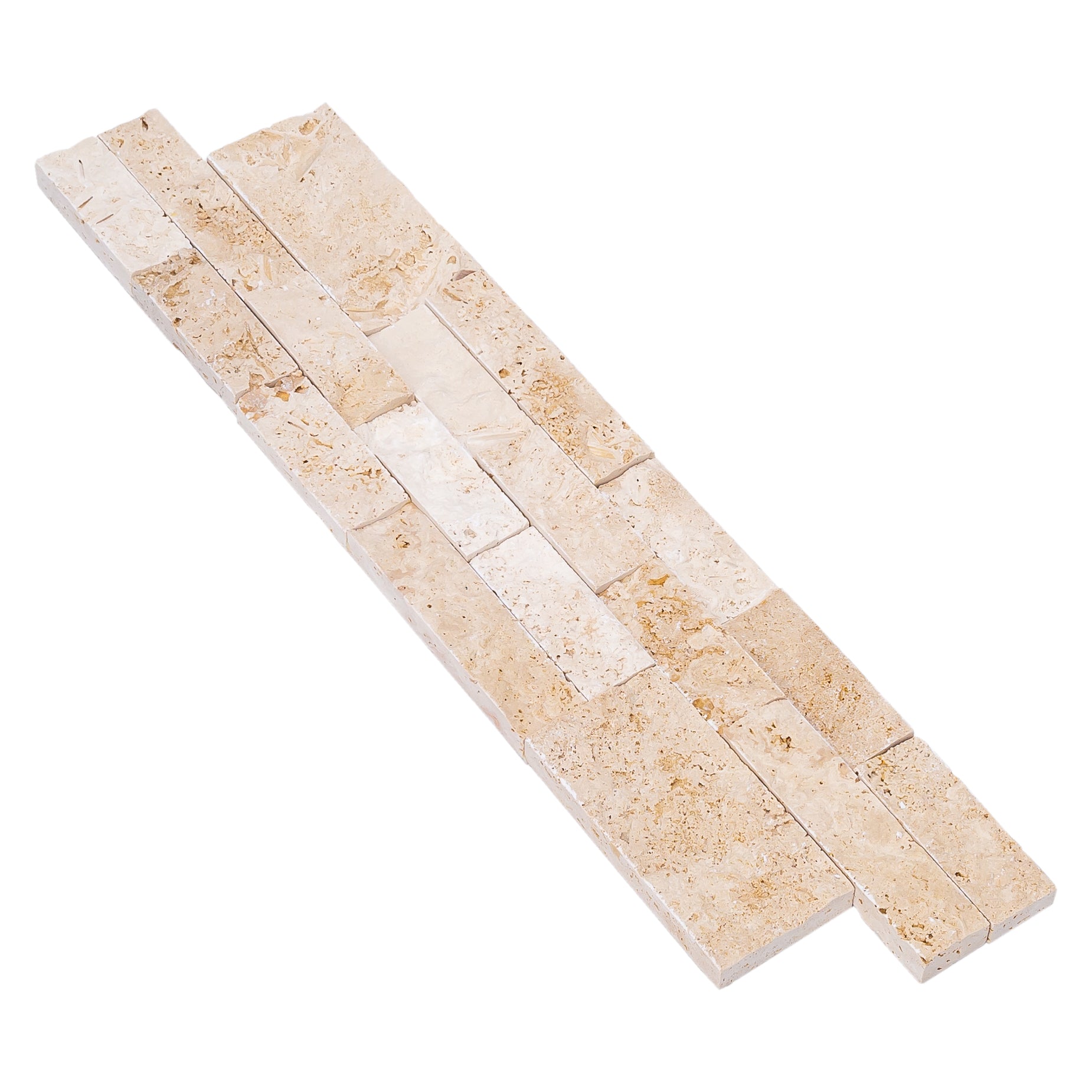 Ivory Beige Ledger 3D Panel 6"x24" Split-face Travertine Wall Tile