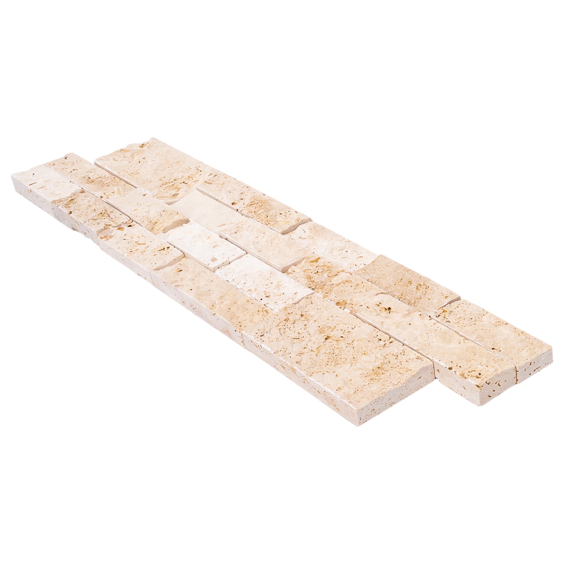 Ivory Beige Ledger 3D Panel 6"x24" Split-face Travertine Wall Tile