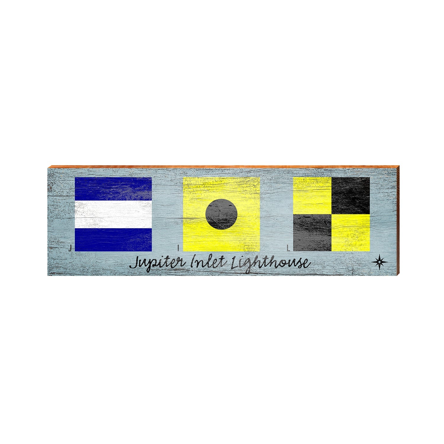 Jupiter Inlet Lighthouse Nautical Flags | Real Wood Art Print