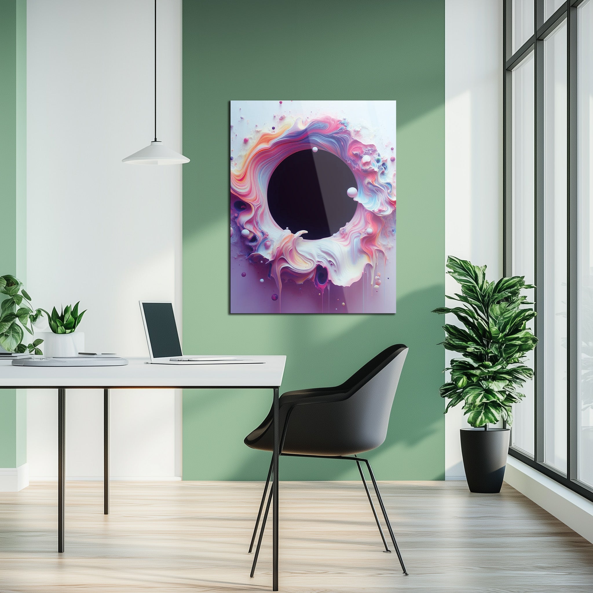 Abstract Colorful Void Swirl – Vibrant UV Glass Wall Art with 3D Paint