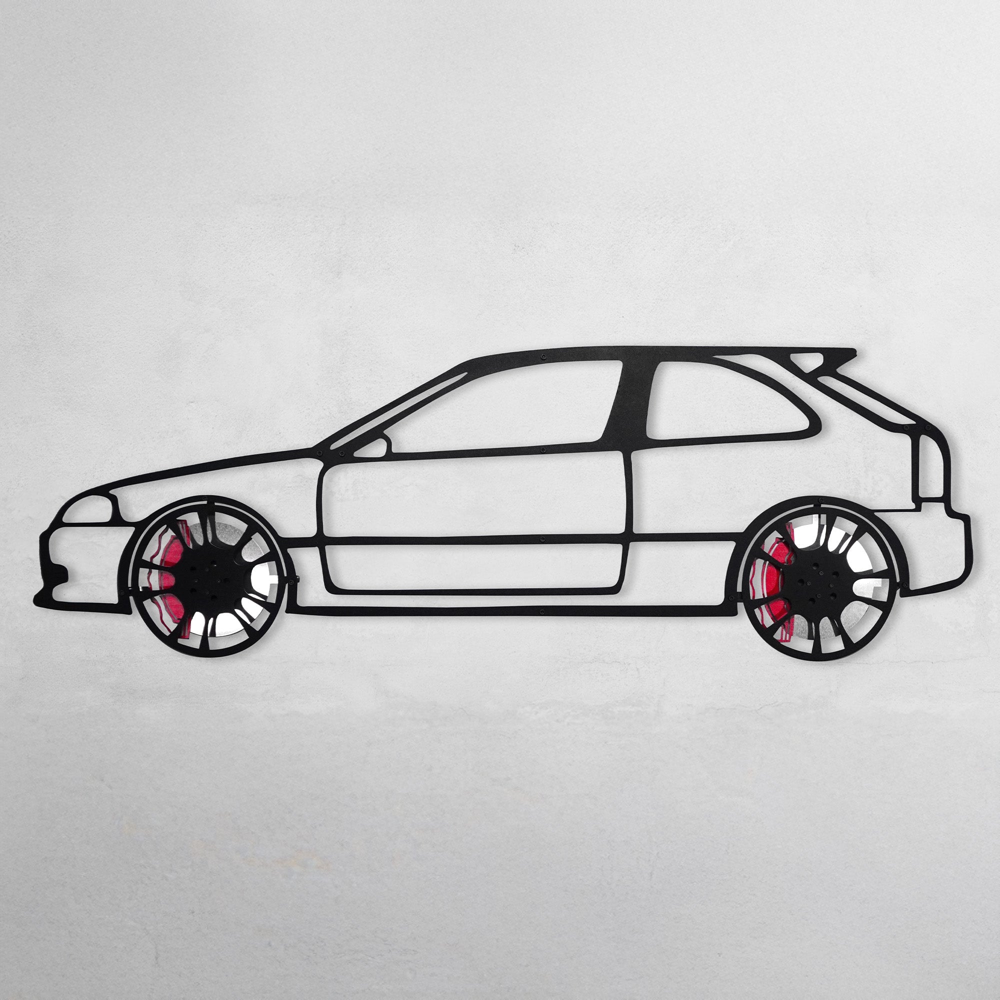 Honda Civic Wall Art – JDM Steel Silhouette with Spinning Wheels-KAFME
