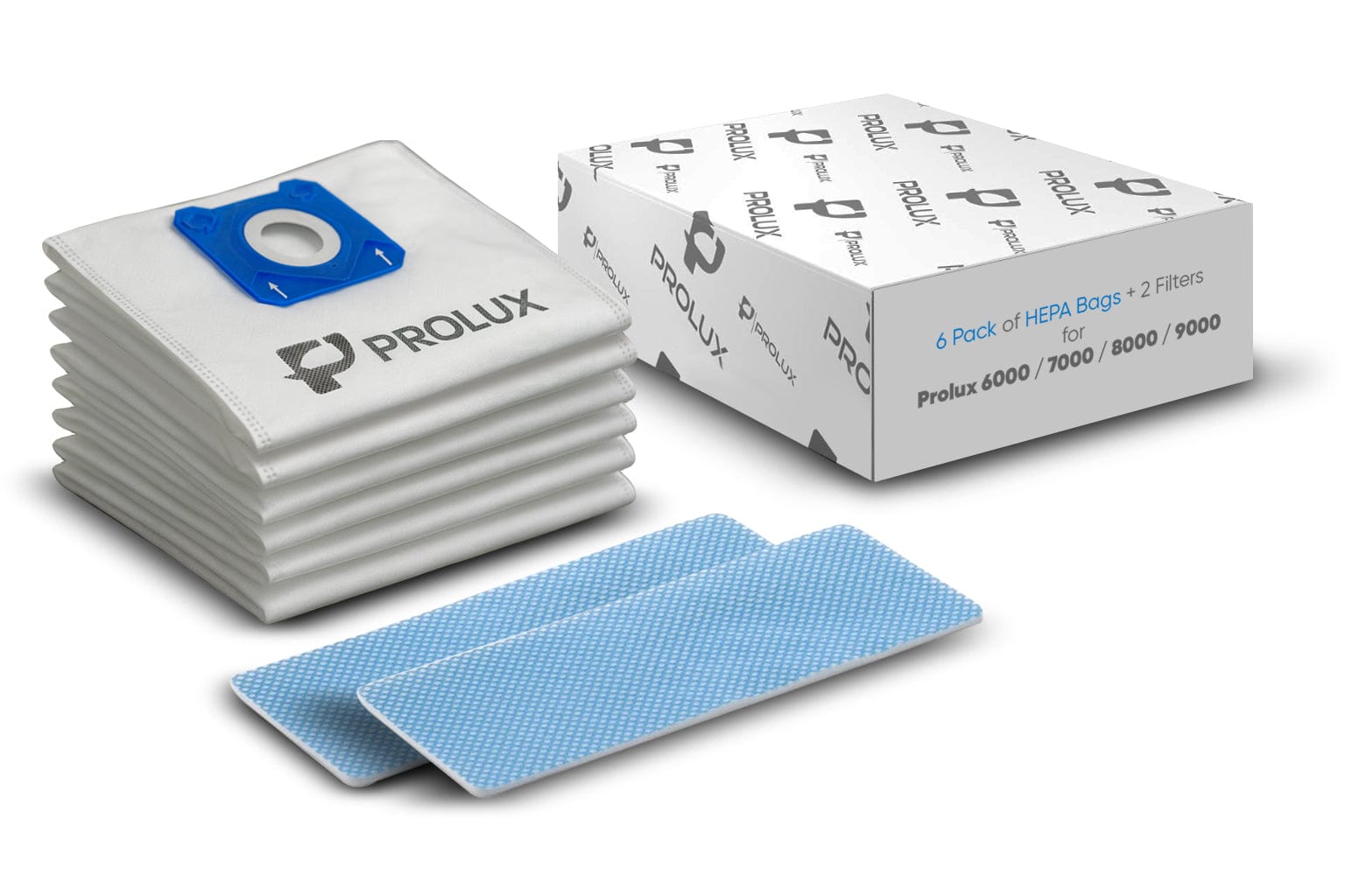 6pk of Bags and 2 Exhaust Filters for the Prolux 6000/7000/8000/9000 U