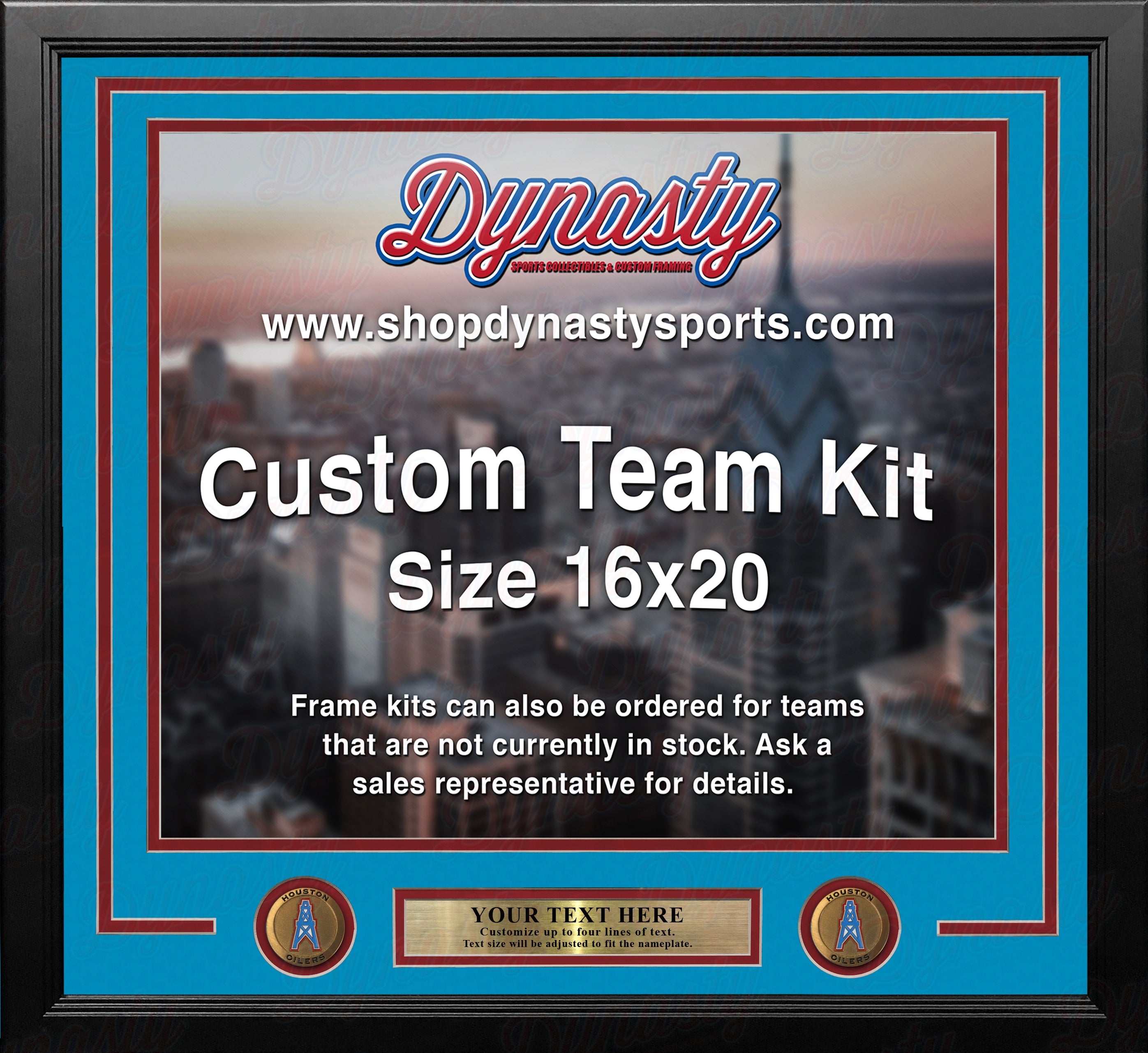 Houston Oilers Throwback Custom NFL Football 16x20 Picture Frame Kit