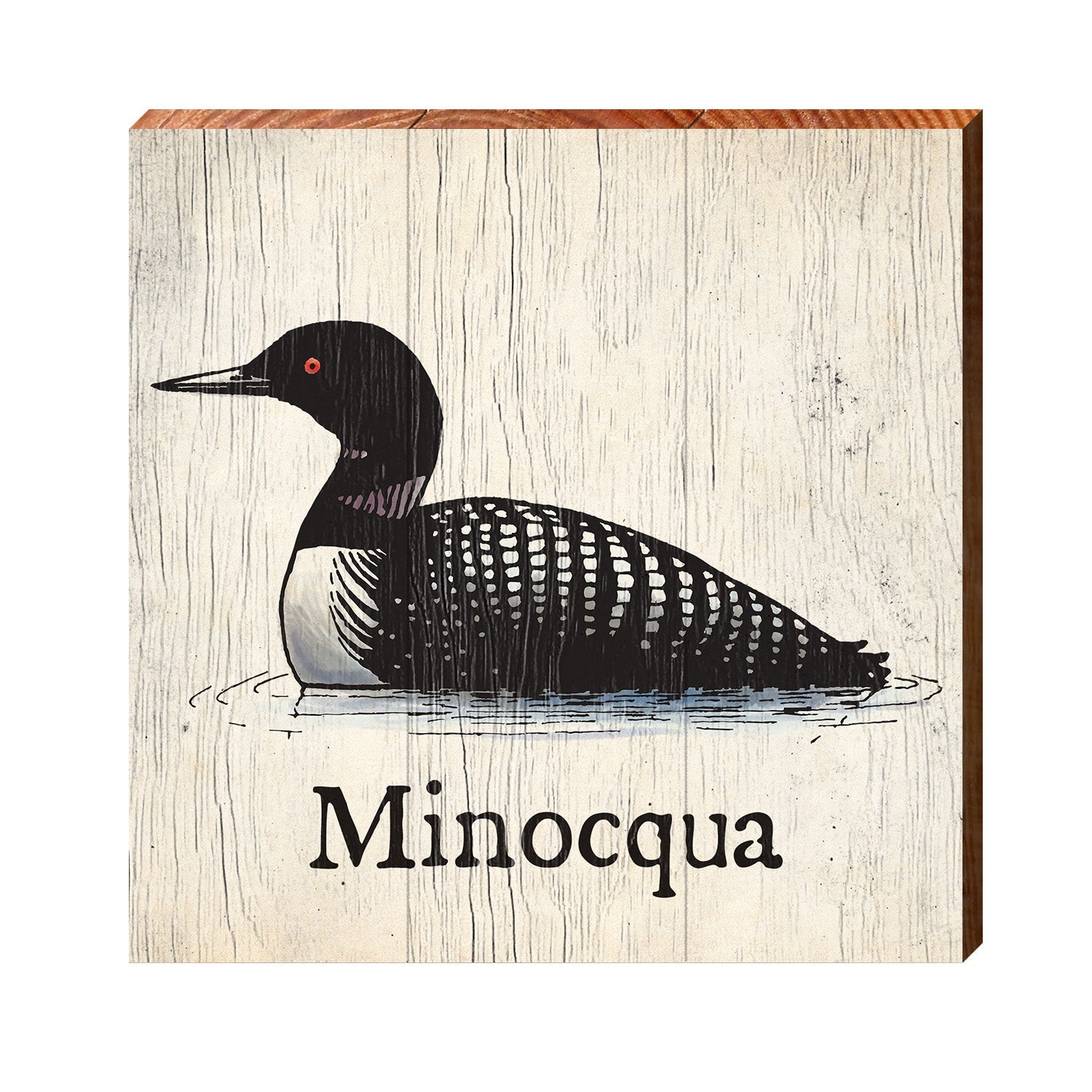Minocqua Loon Sign | Real Wood Art Print