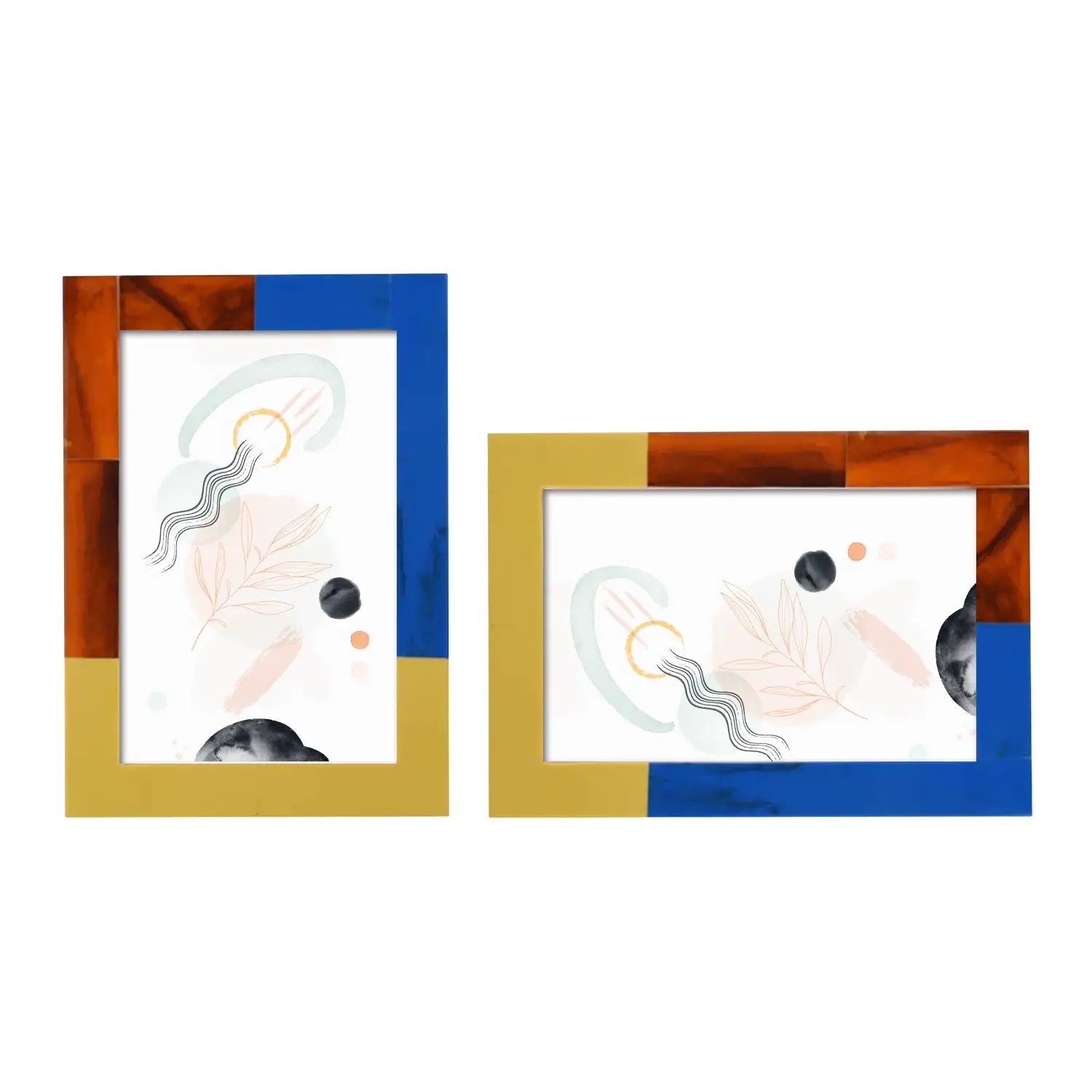 Picture Frames Mondrian Walnut Pattern Resin Inlay Collection in 3 Siz