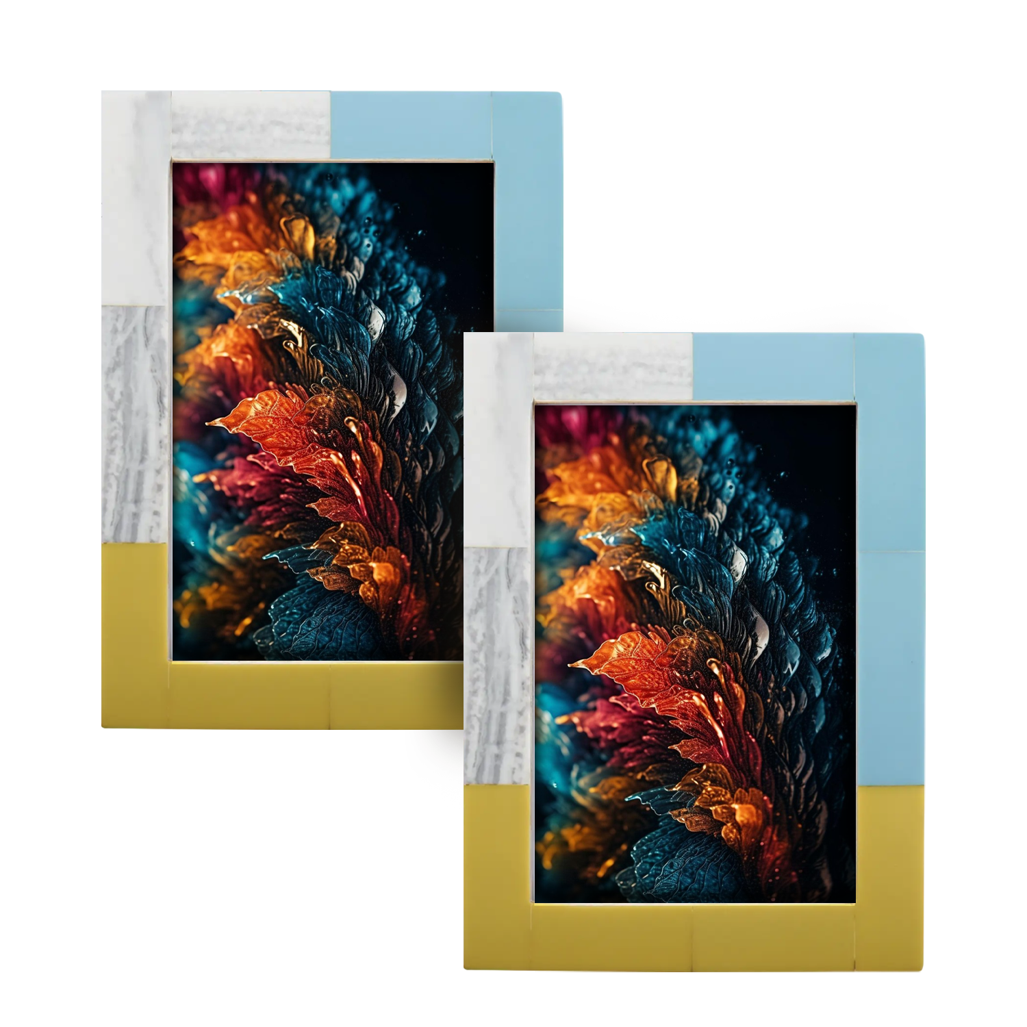 Picture Frames Mondrian Driftwood Pattern Resin Inlay Collection in 3