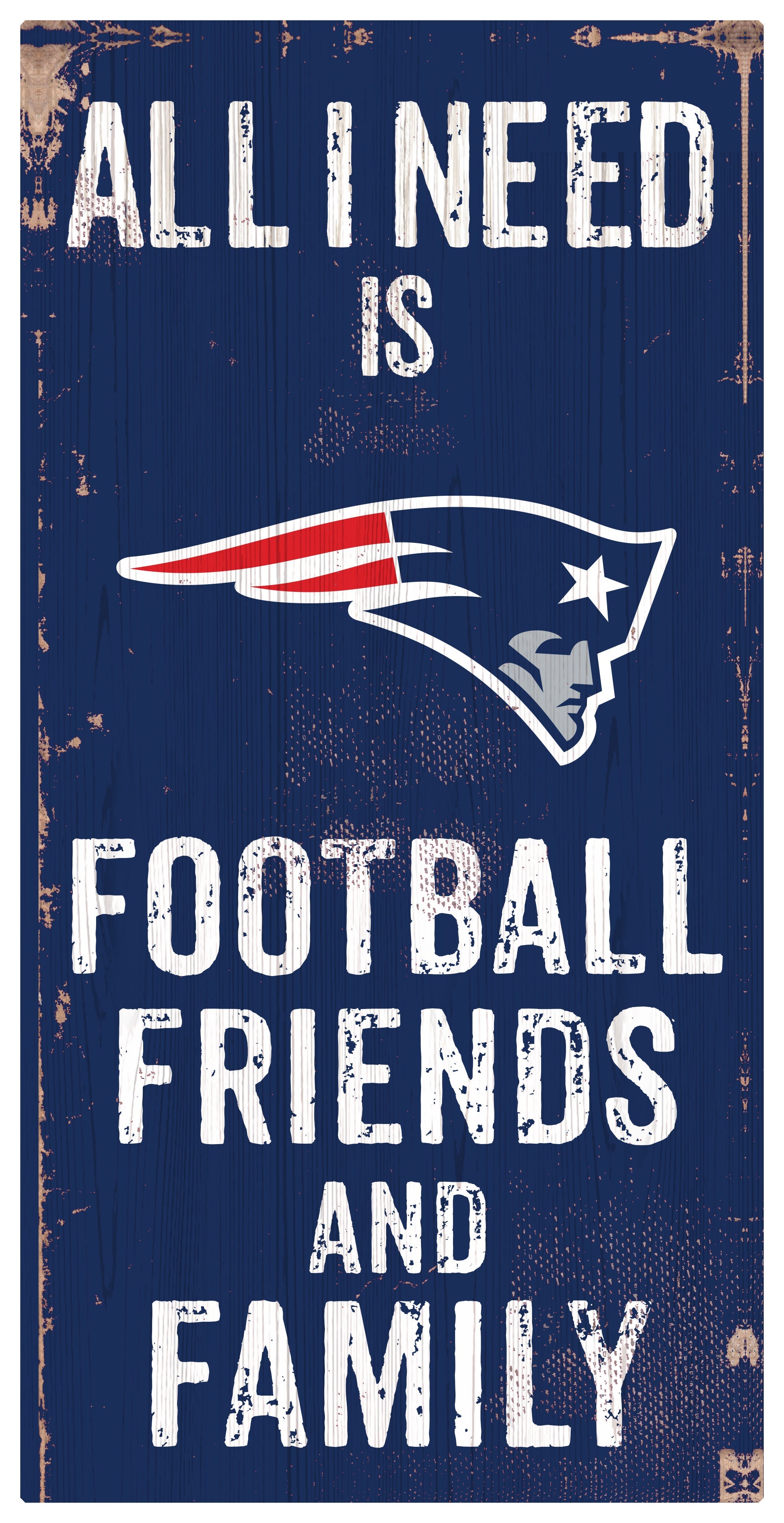 New England Patriots Football, Friends, & Family Wood Sign