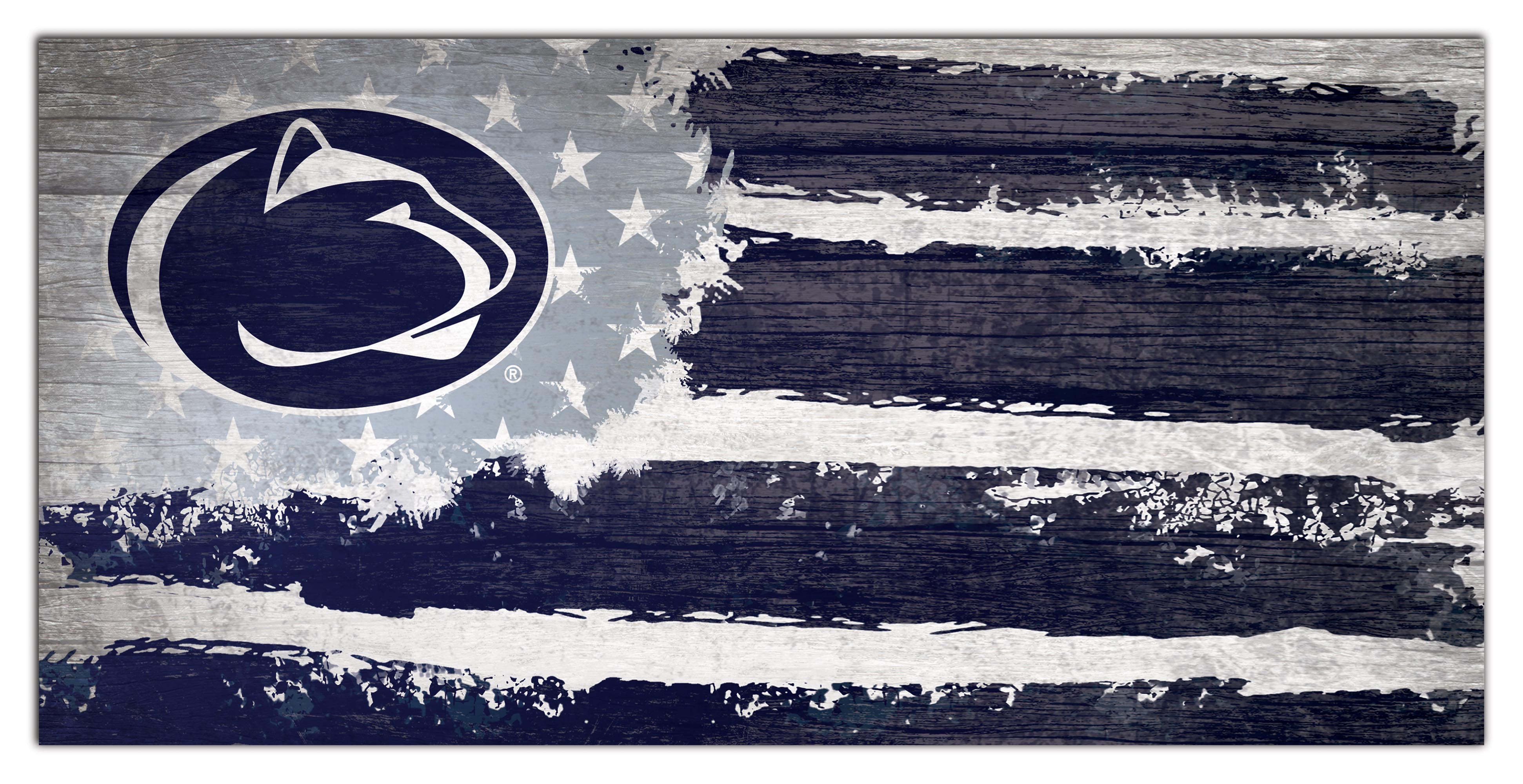 Penn State Nittany Lions Team Flag Wooden Sign