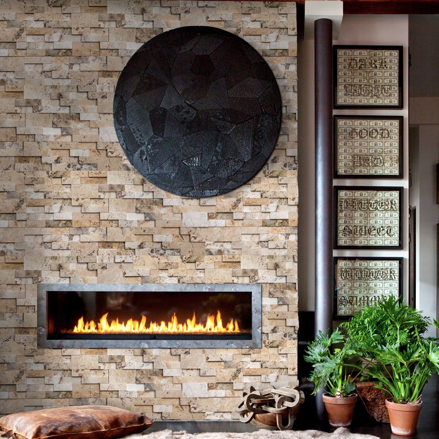 Philadelphia Ledger 3D Panel 6"x24" Honed Natural Travertine Wall Tile