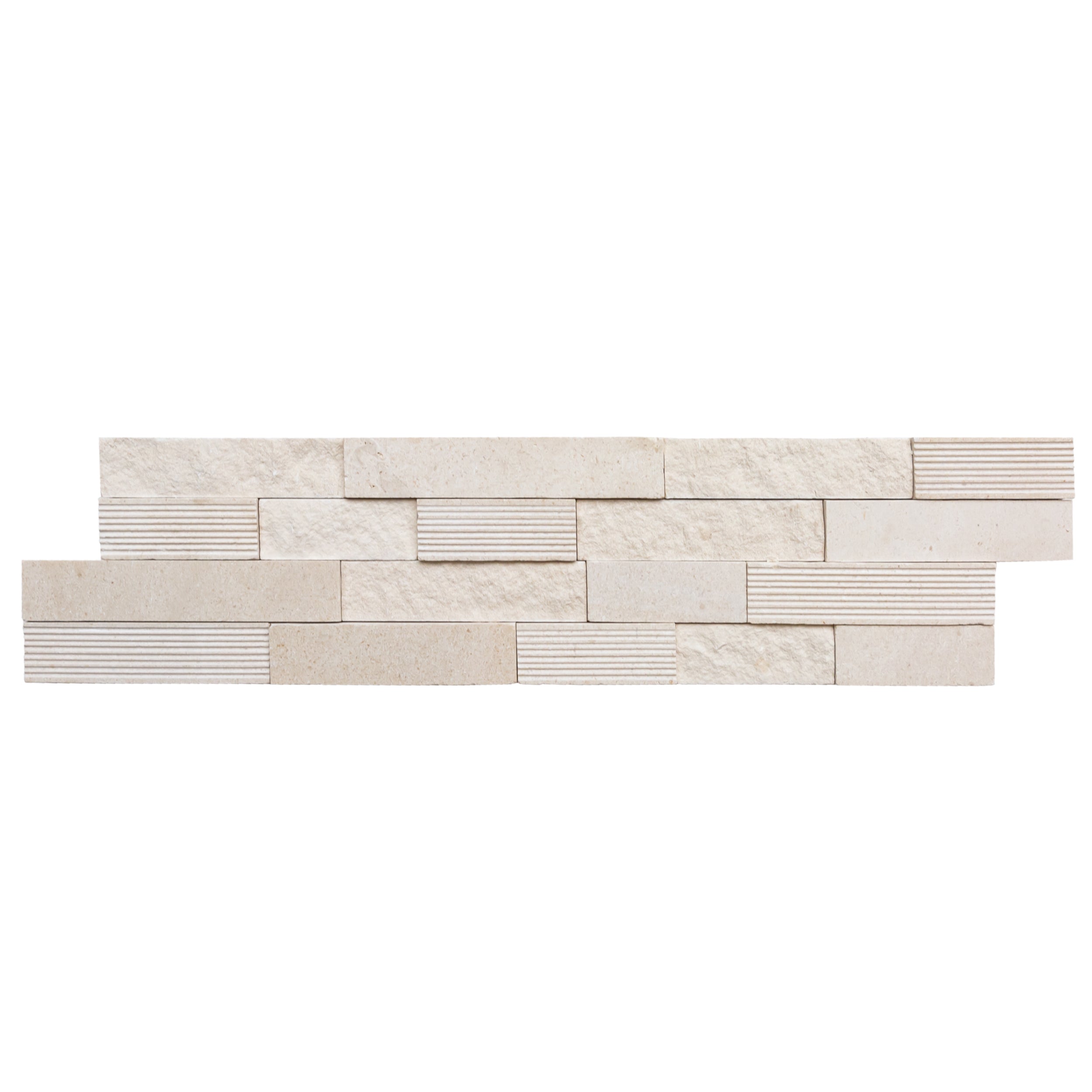 Piedra Caliza Ledger 3D Panel 6"x24" Multi Surface Limestone Wall Tile