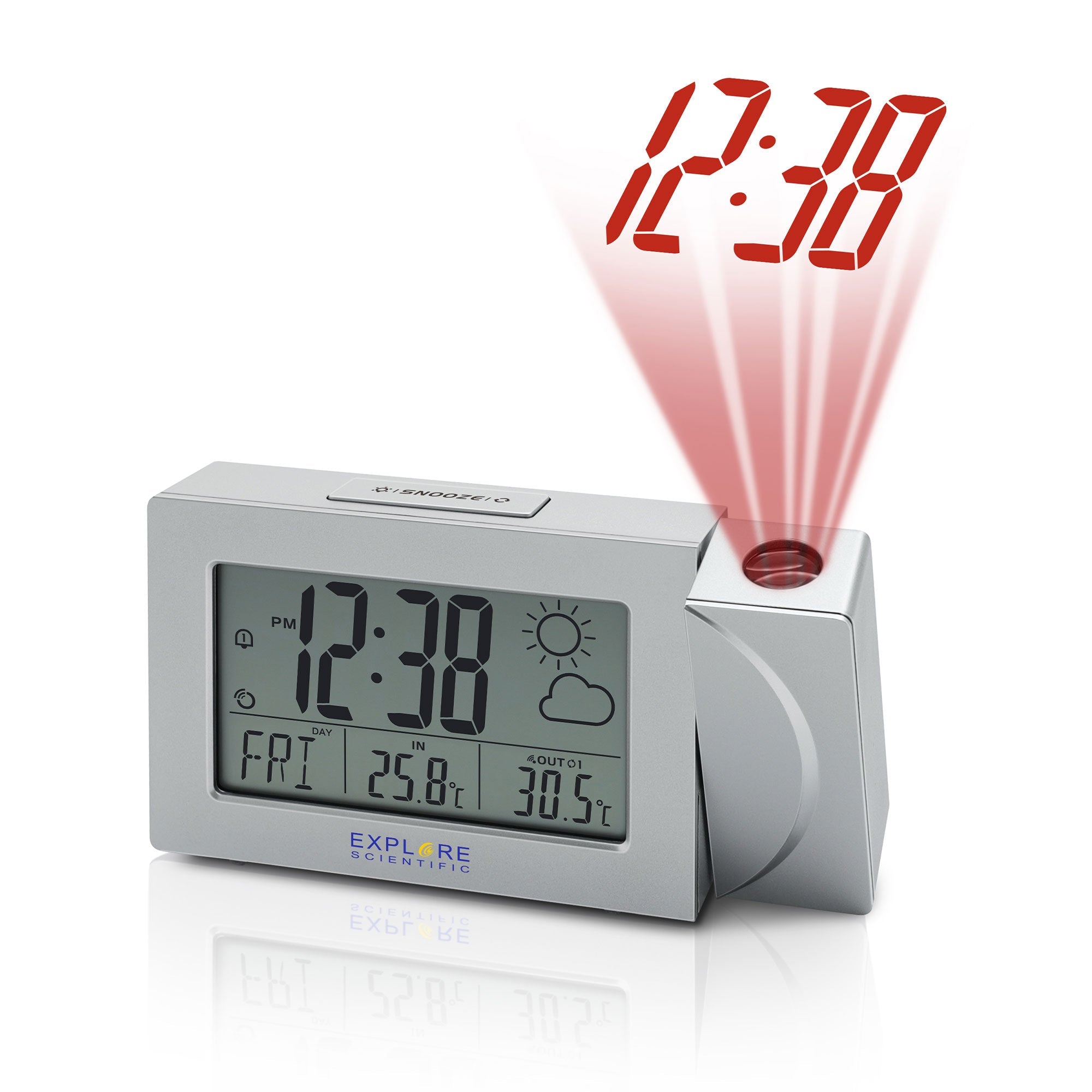 Explore Scientific Projection Radio Controlled Clock with Weather Fore
