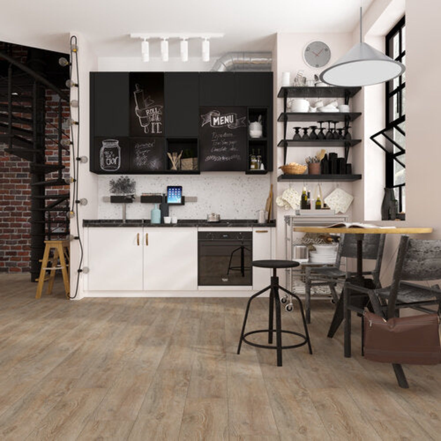 SPC Vinyl Rigid Core 7" Width 60" RL, 6mm Thick Revered Ecru, Amare