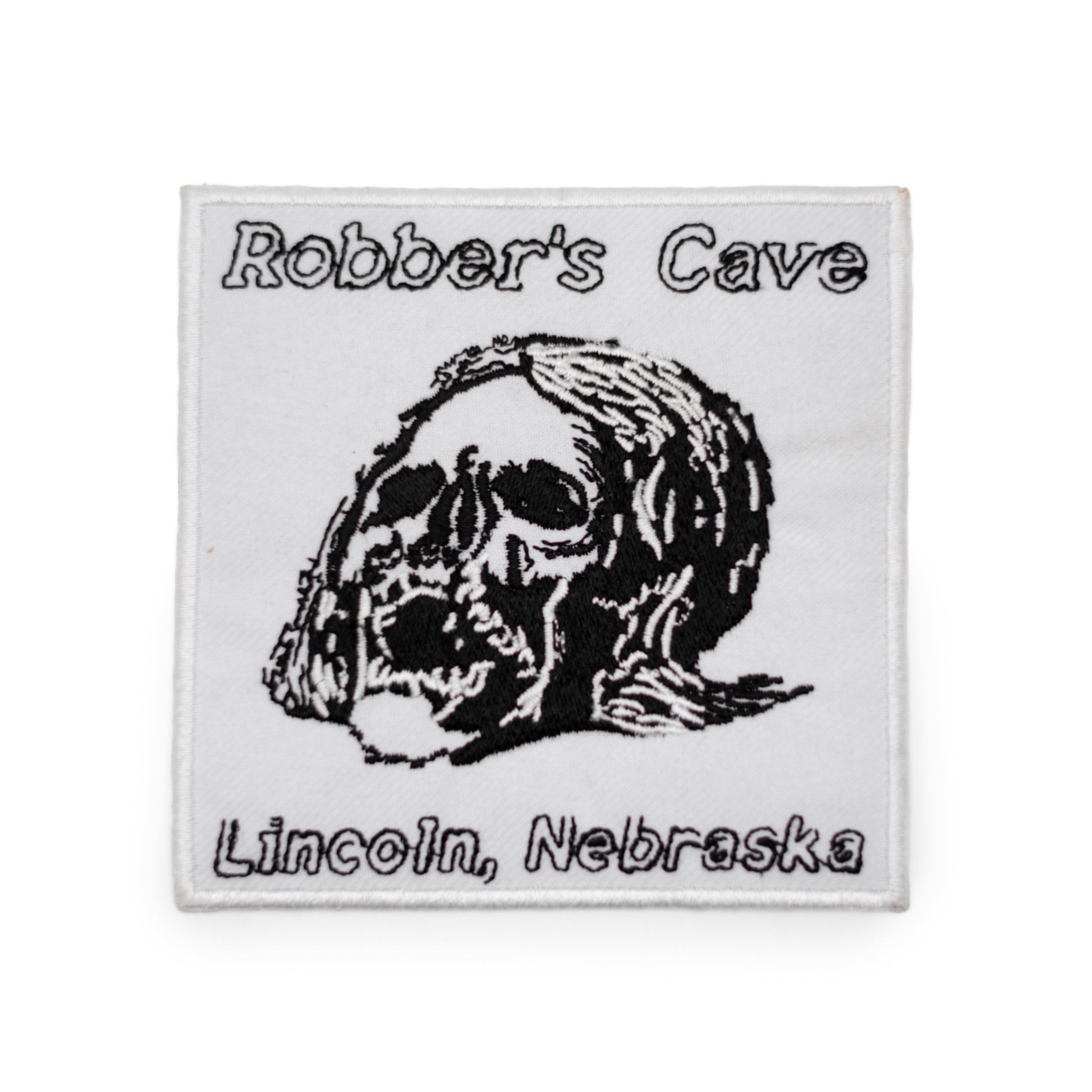 Robber's Cave Patch | Black & White Skull Design | Robber's Cave
