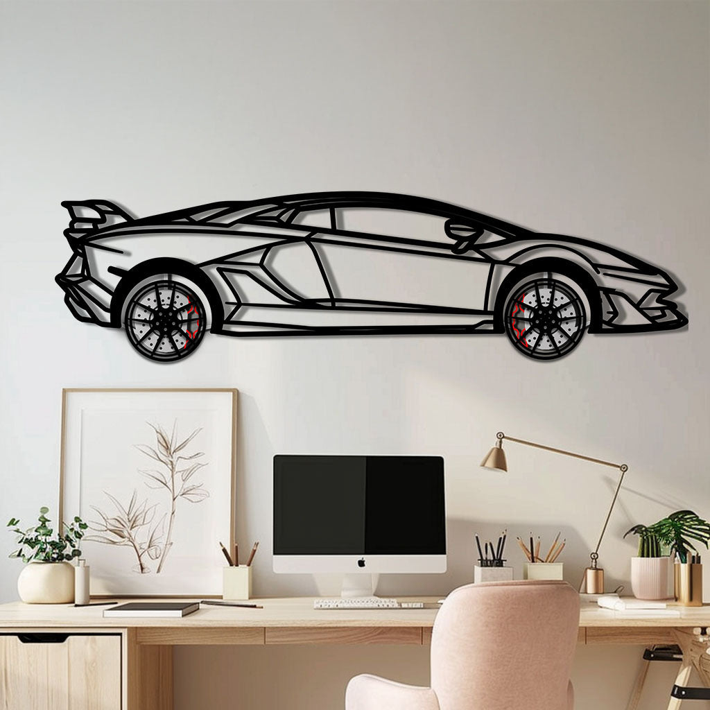 Lamborghini Aventador Metal Car Wall Art with Rotating Wheels - Italia