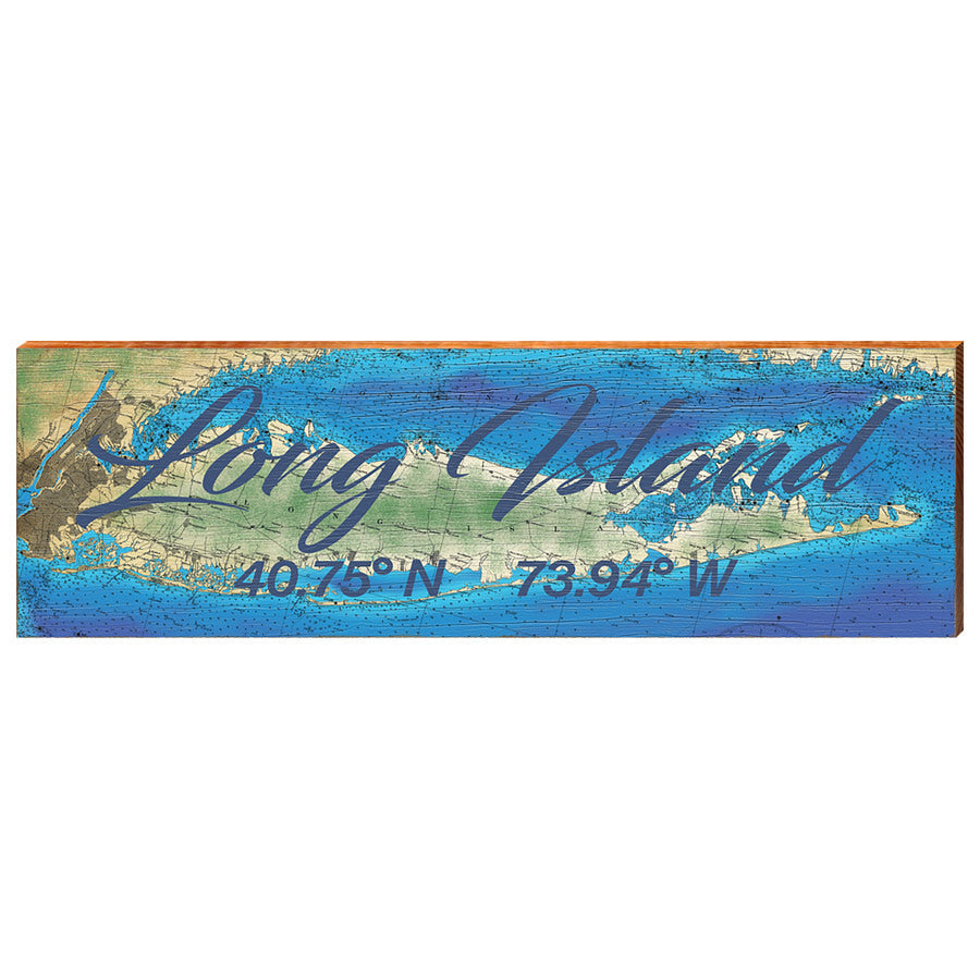 Long Island, New York Topographical Styled Chart - Cursive Text Wall A