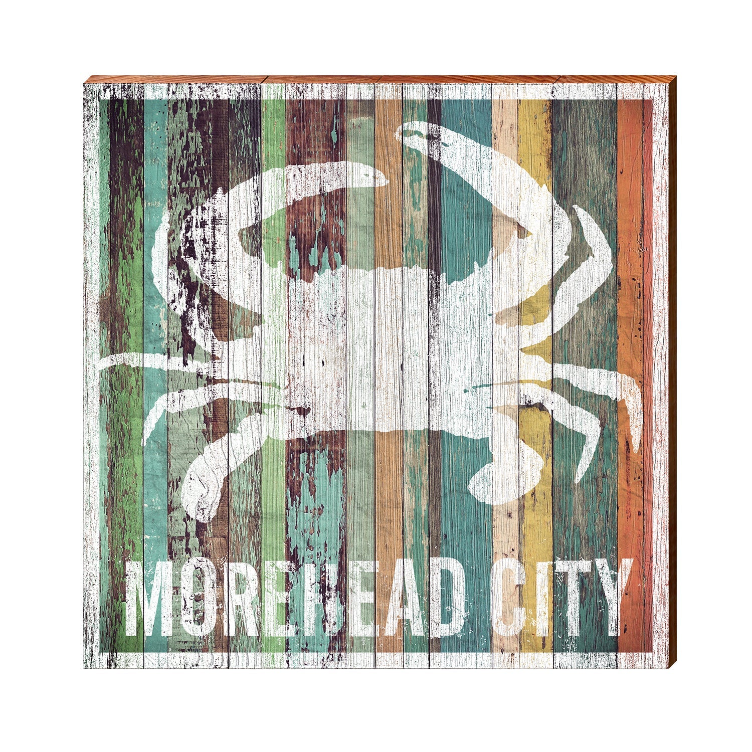 Morehead City Crab Orange Boards | Real Wood Art Print