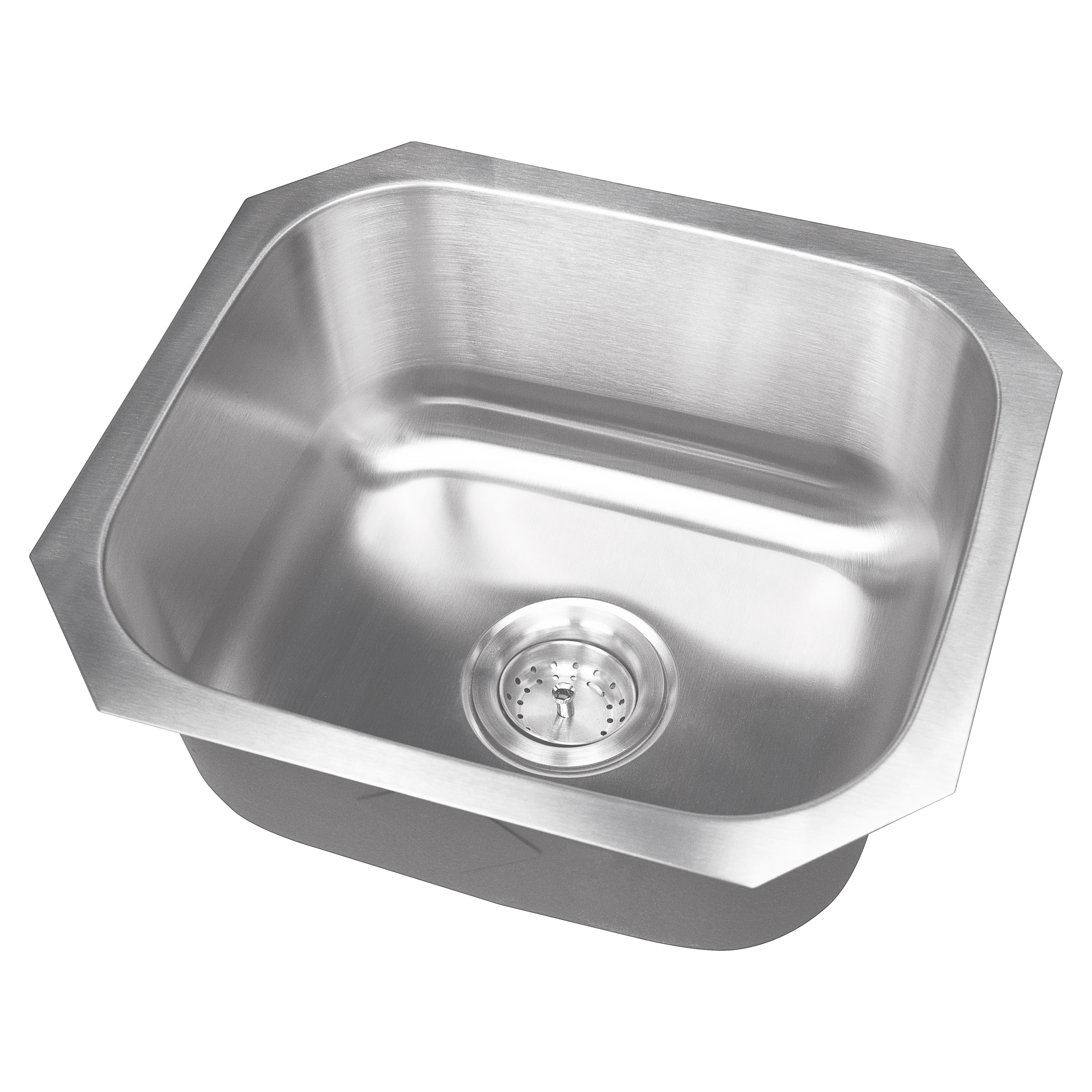 MSI 16"x18 Single Stainless Steel Kitchen Sink Drawn 18 Gauge