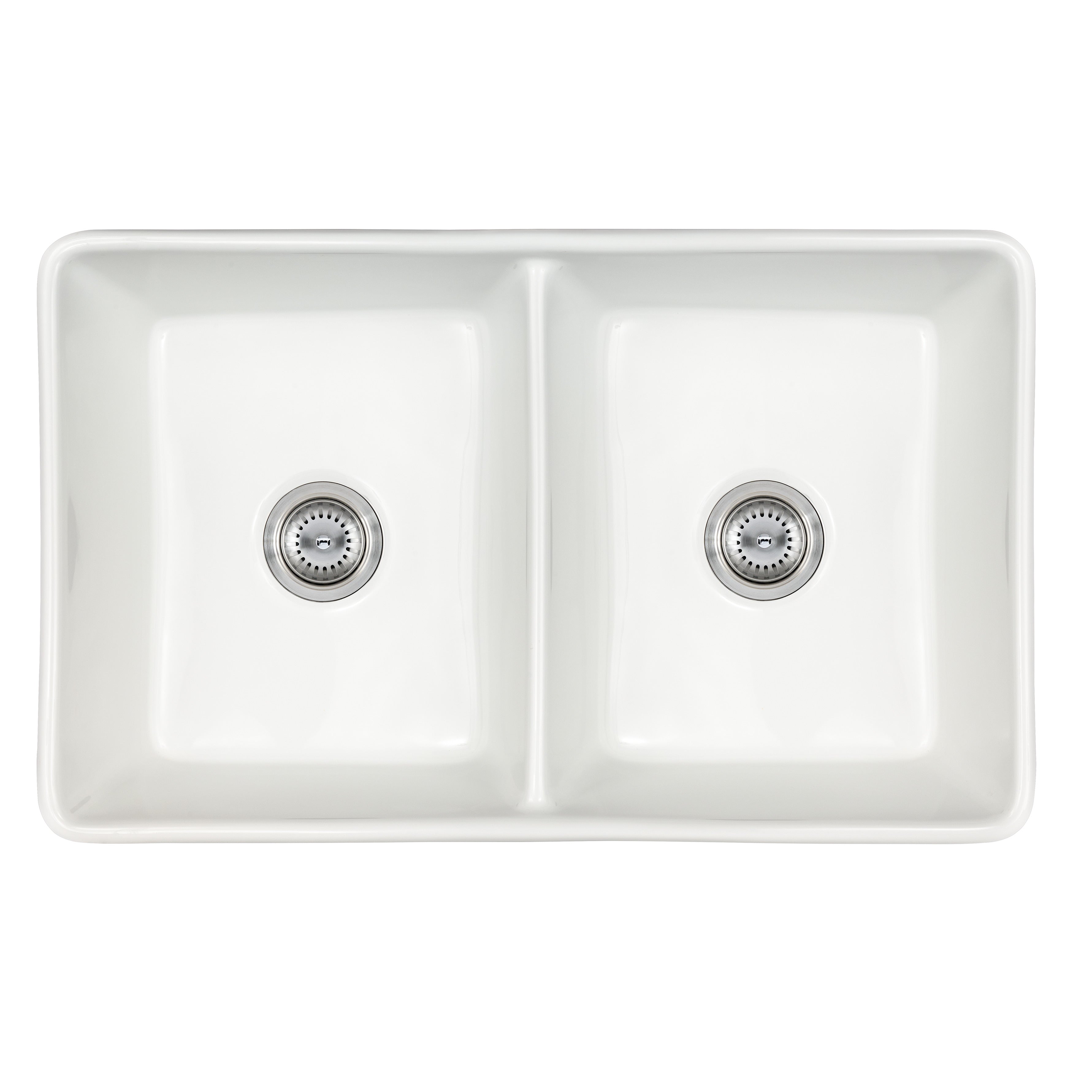 MSI White Undermount Sink Double Bowl 32"x20" Farmhouse Fireclay