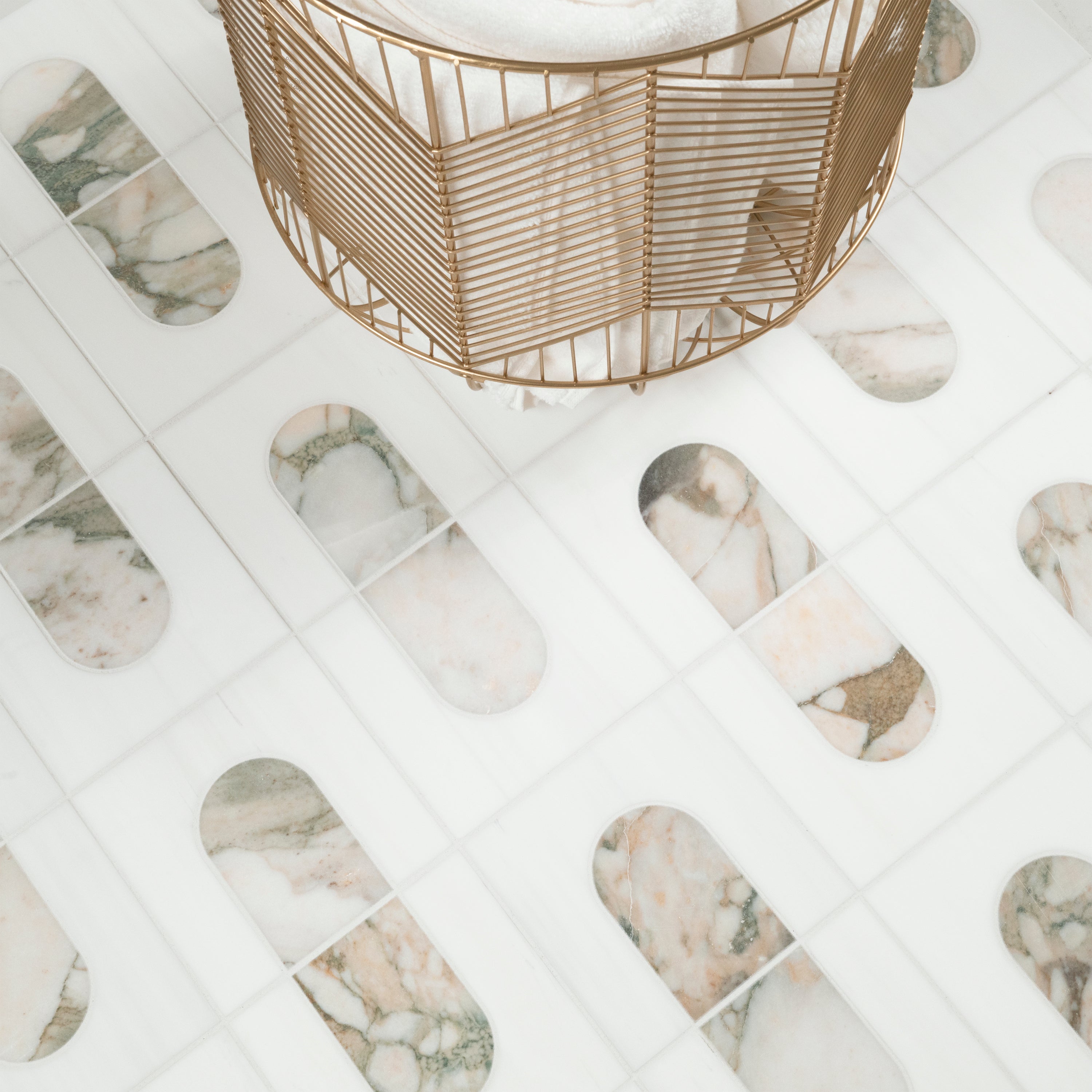 MSI Bianco Dolomite Moderno Polished Marble Mosaic Floor and Wall Tile