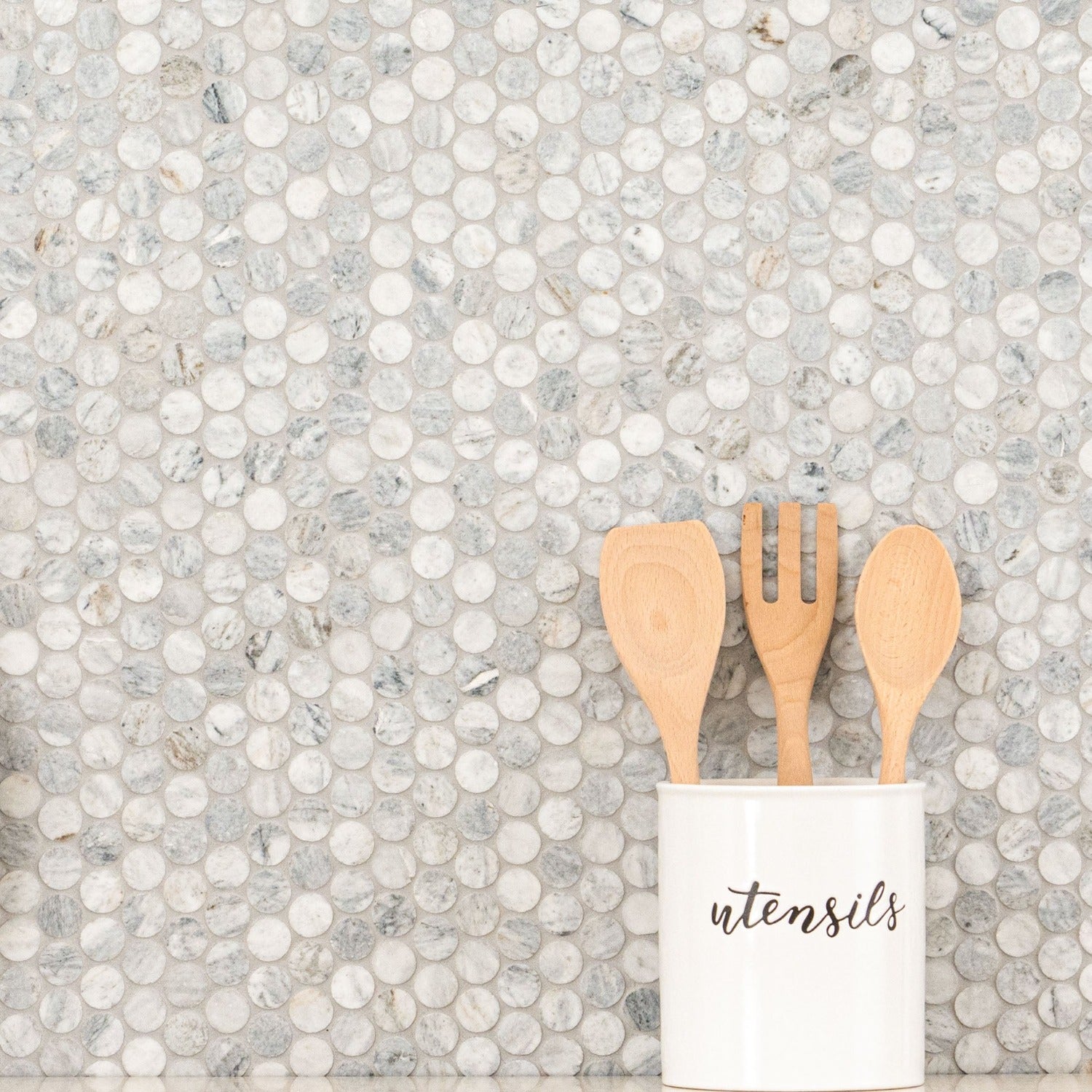 MSI Capri Blue 12"x12" Round Honed Marble Mosaic Floor and Wall Tile