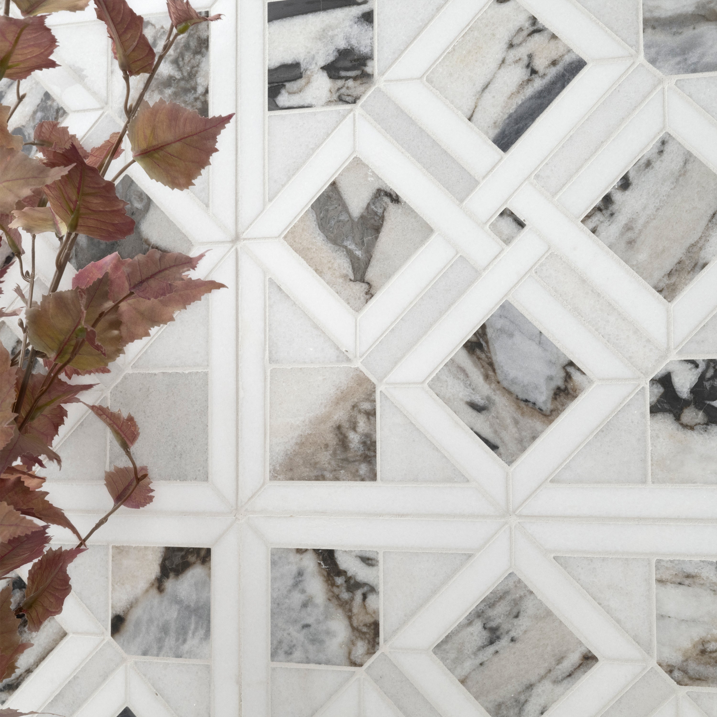 MSI Tessere Pattern 12"x12" Polished Marble Mosaic Floor and Wall Tile