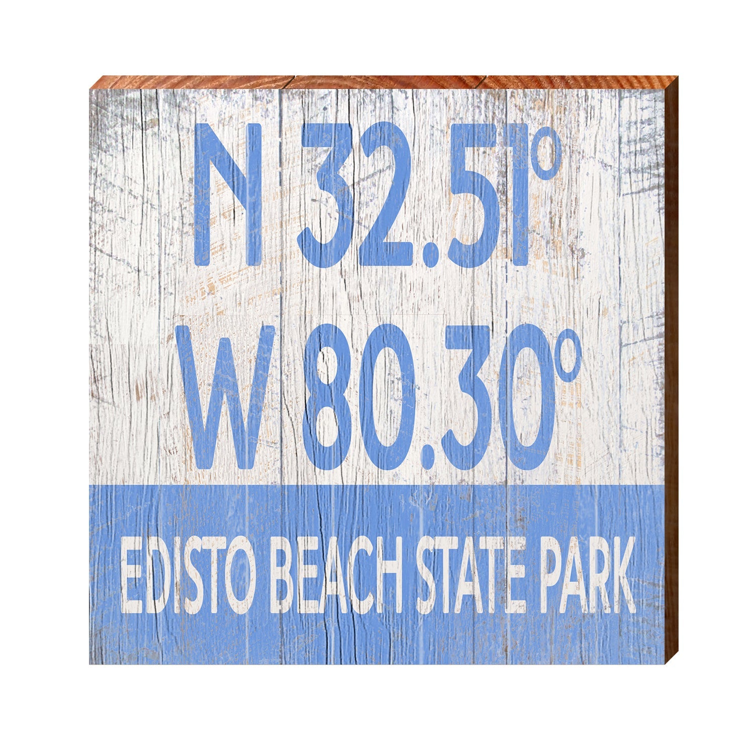 Edisto Beach State Park Latitude Longitude Sign | Real Wood Art Print