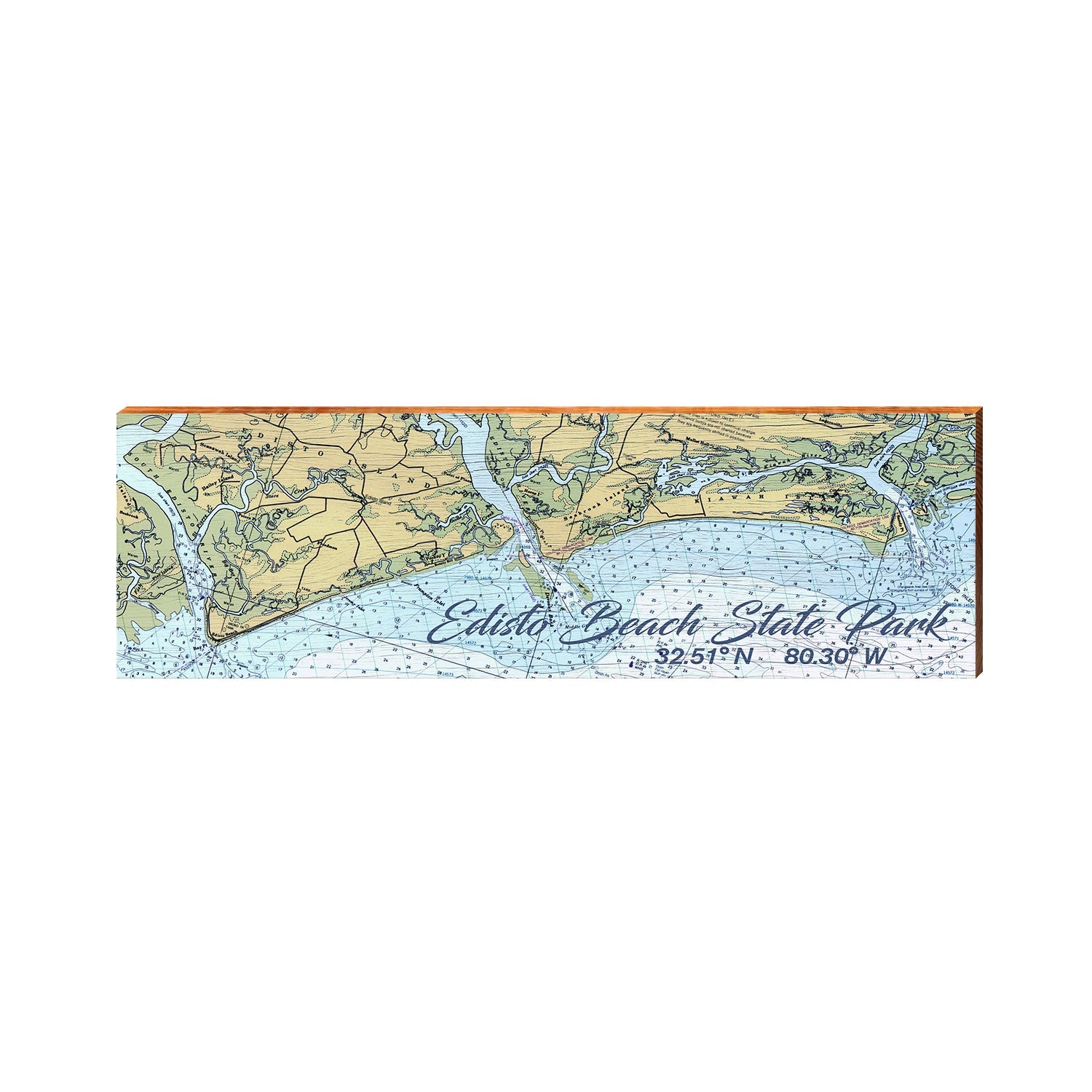 Edisto Beach State Park NOAA Chart Map Sign | Real Wood Art Print