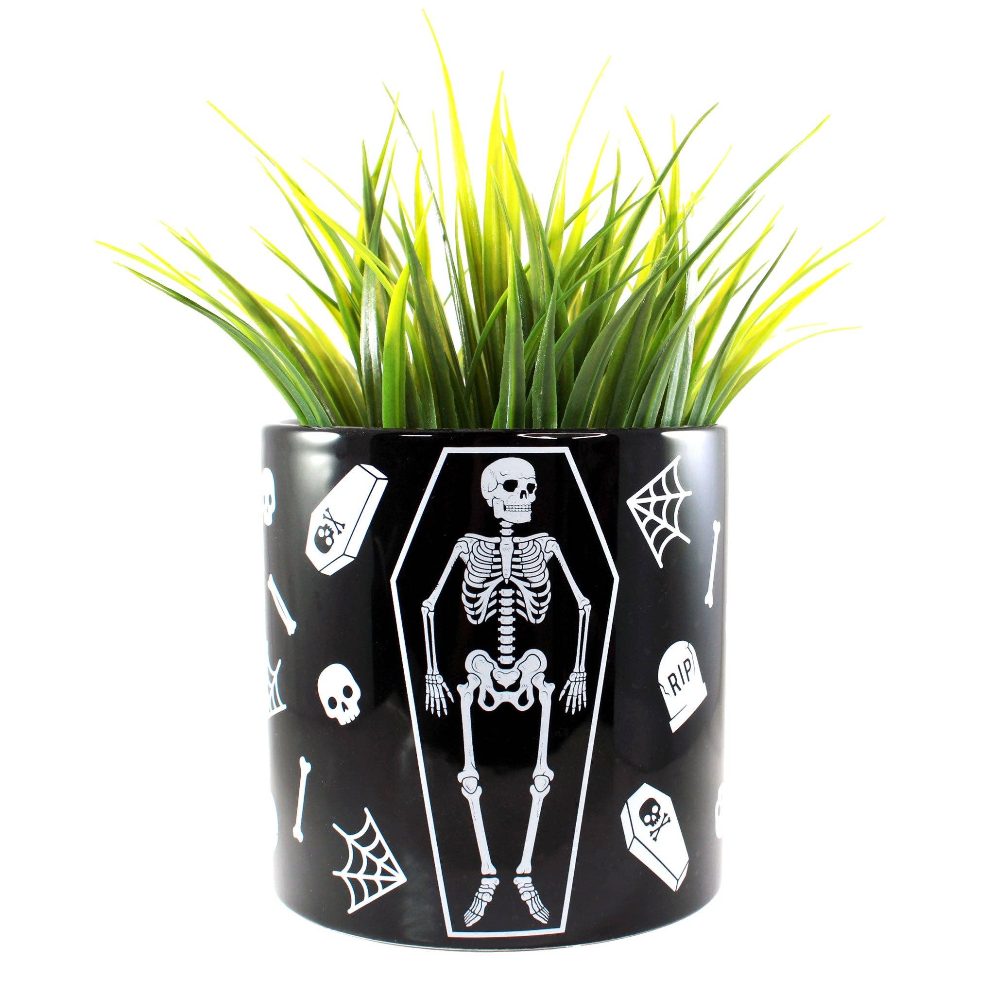 Skeleton Spooky Ceramic Plant Container | Flower Succulents Planter Po