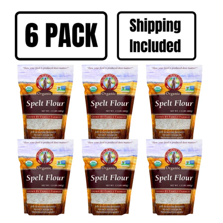 Organic Spelt Flour | Pack of 6 | 1.5 lb | Non-GMO | Shipping Included
