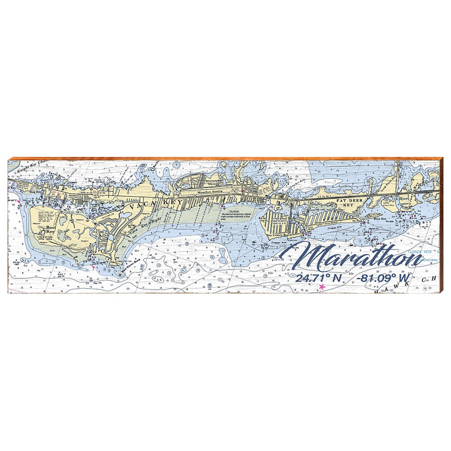 Marathon, Florida Latitude Longitude Map Wooden Sign | Wall Art Print