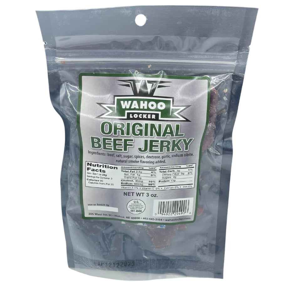 Original Beef Jerky | 3 oz. Bag | Wahoo Locker | Tender | Perfect On t