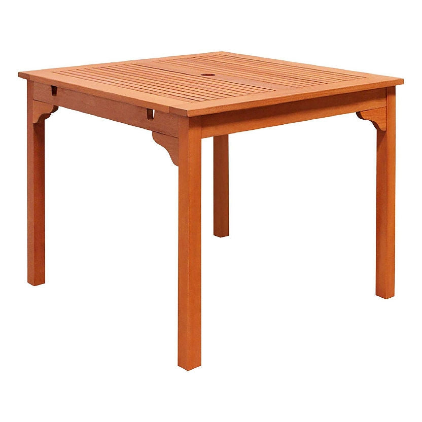 Square 35-in Outdoor Wooden Patio Dining Table with 2-in Diameter Umbr