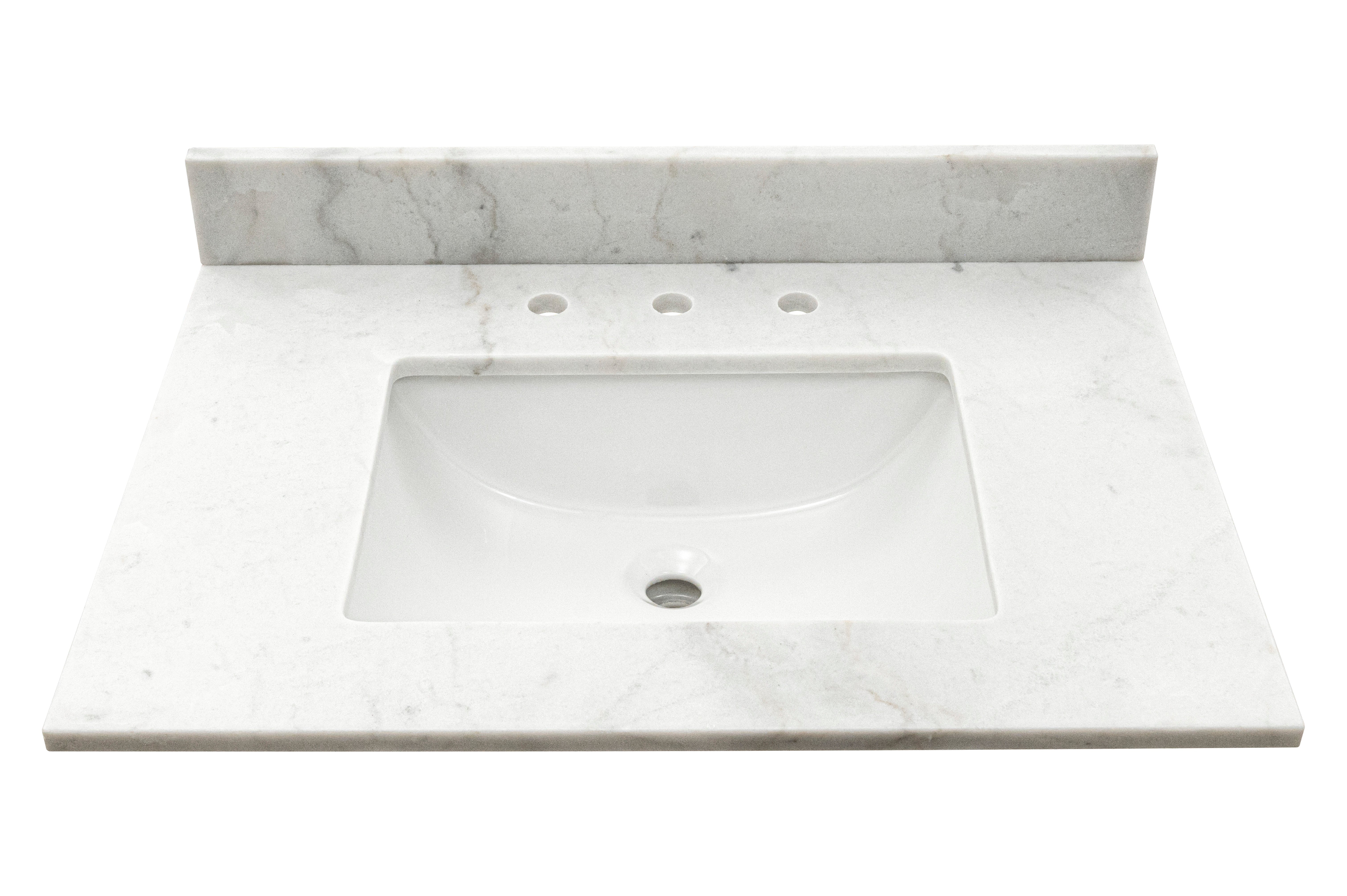 MSI Arabesque Carrara 31"x22" Engineered Marble Vanity Top With Sink