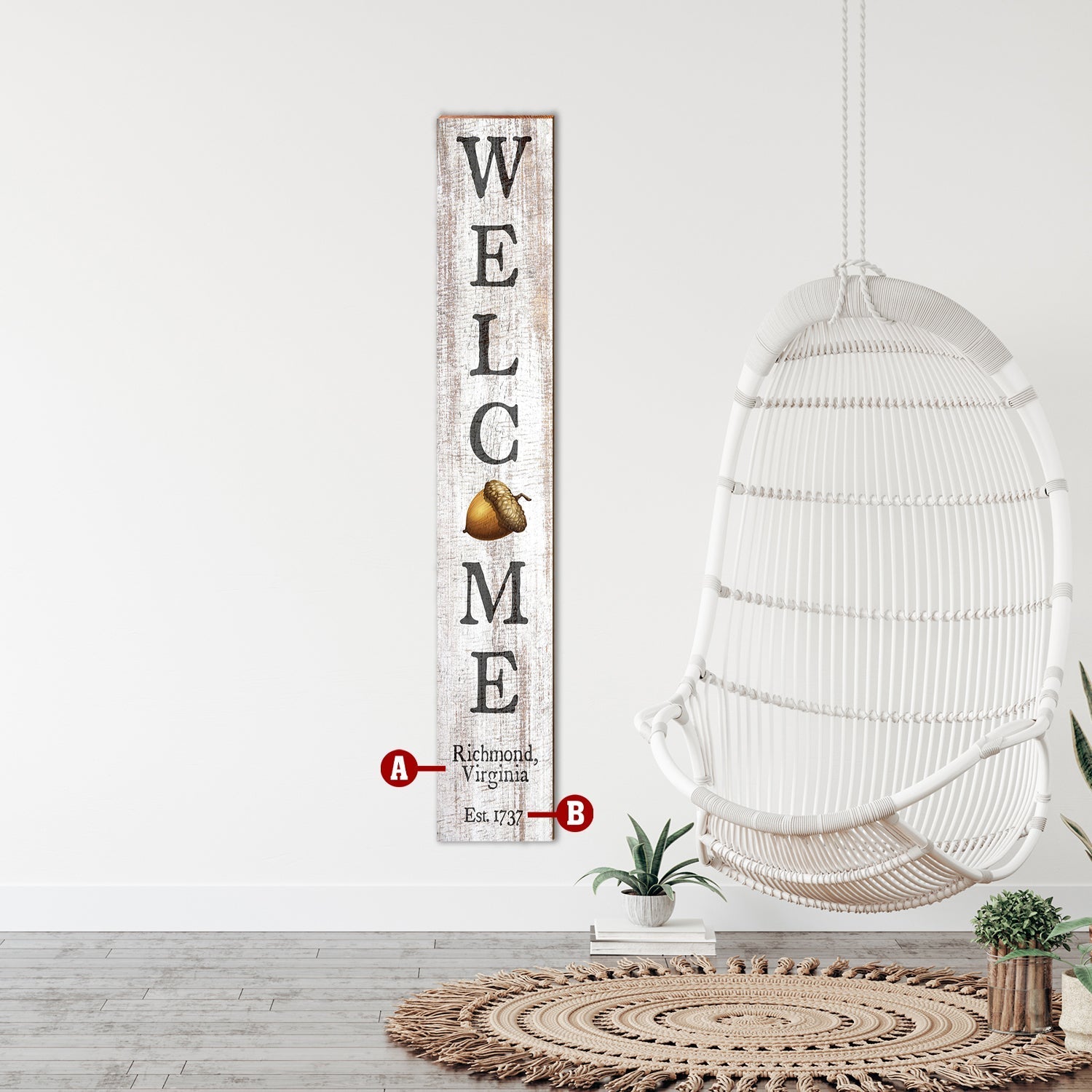 Personalized Welcome Sign with Acorn | Customizable Wall Art Print on