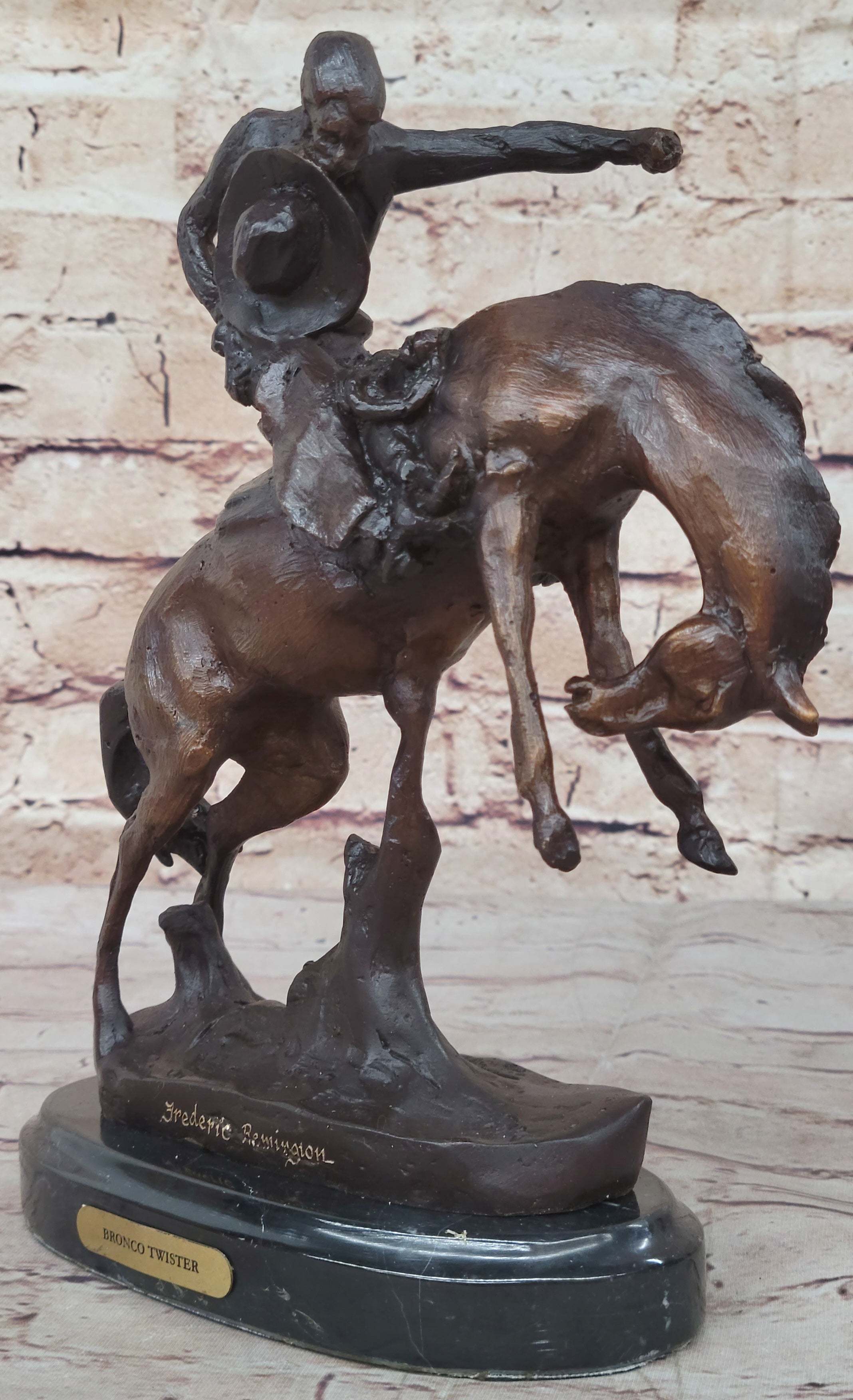 BRONCO TWISTER Frederic Remington Cowboy Bronze Statue Sculpture Weste