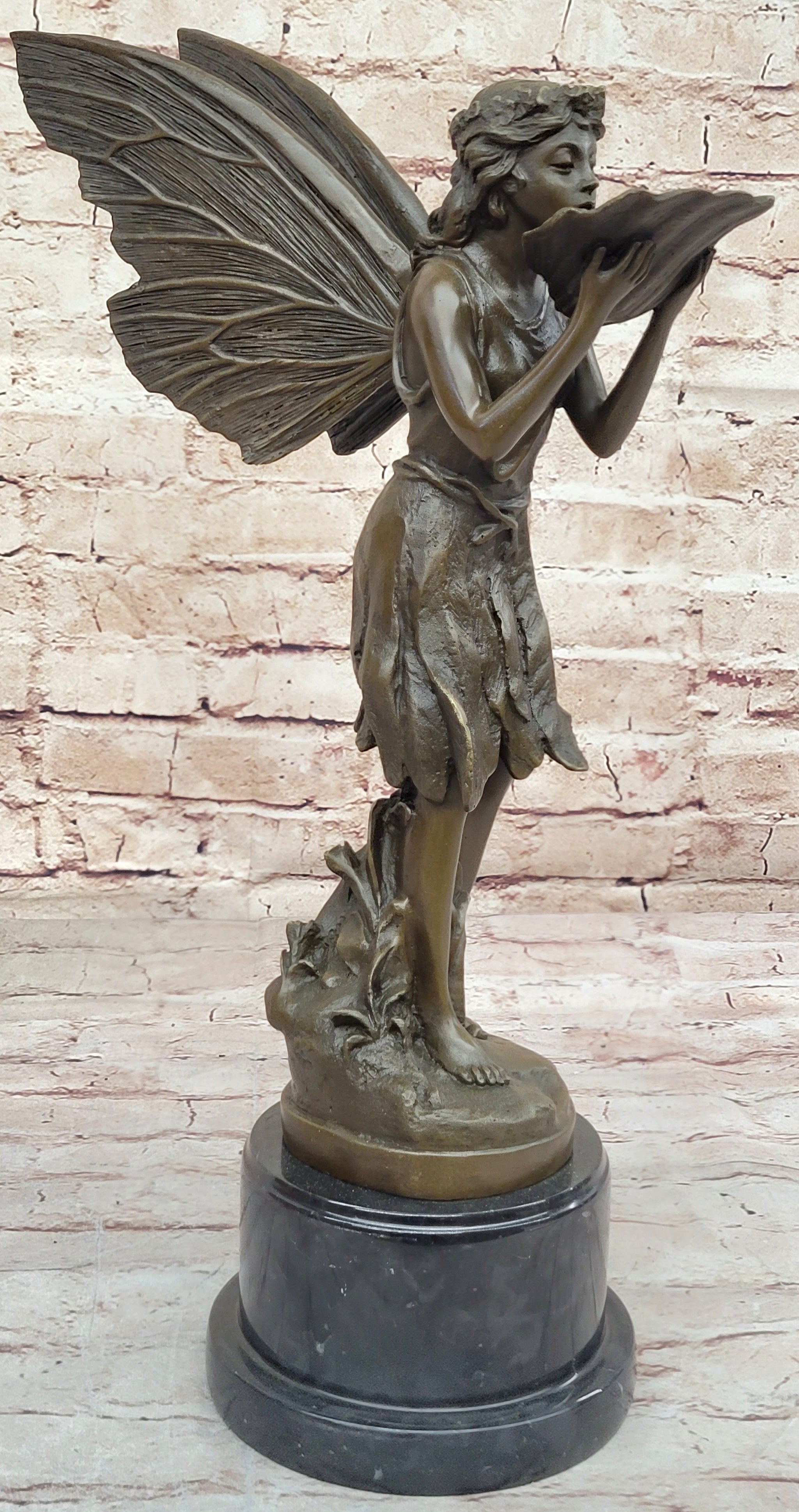 Winged Fairy Angel Fantasy Nymph Girl Bronze Sculpture Statue Original