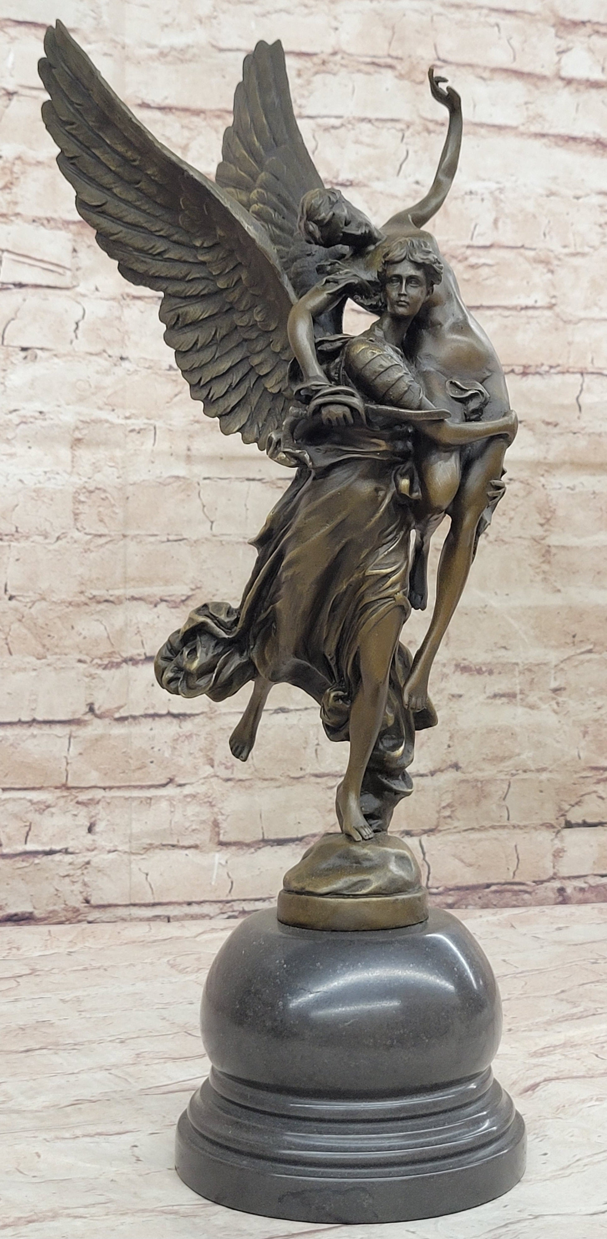 Gloria Victis Bronze Statue Sculpture of Angel Carrying Man Away