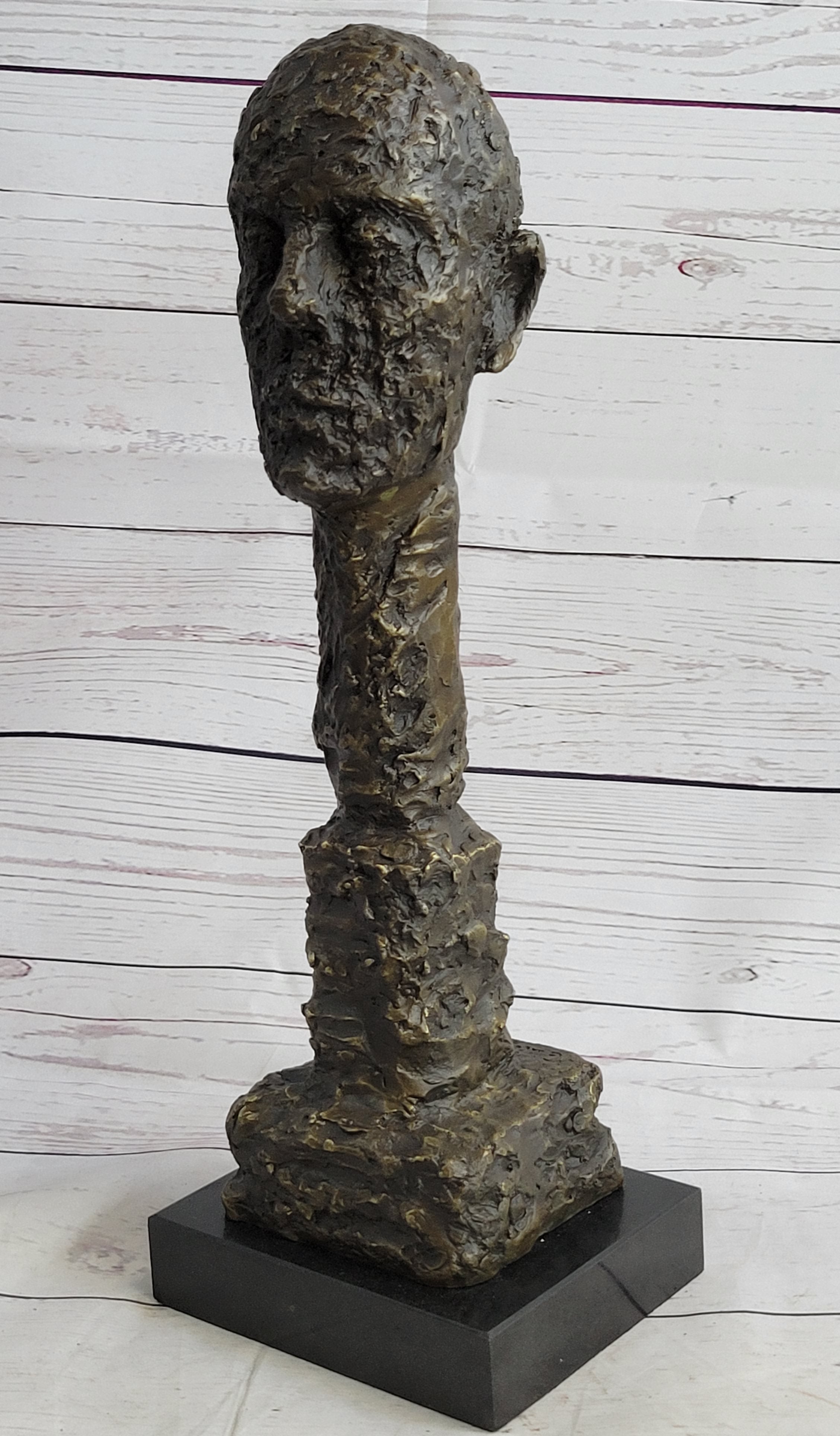 Giacometti Gia Bronze Head Face Bust Sculpture Statue Brutalist Surrea