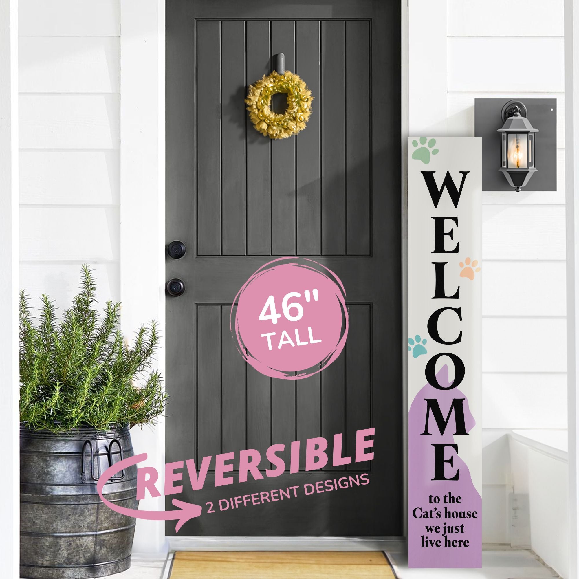 Cat's House Porch Leaner Welcome Sign