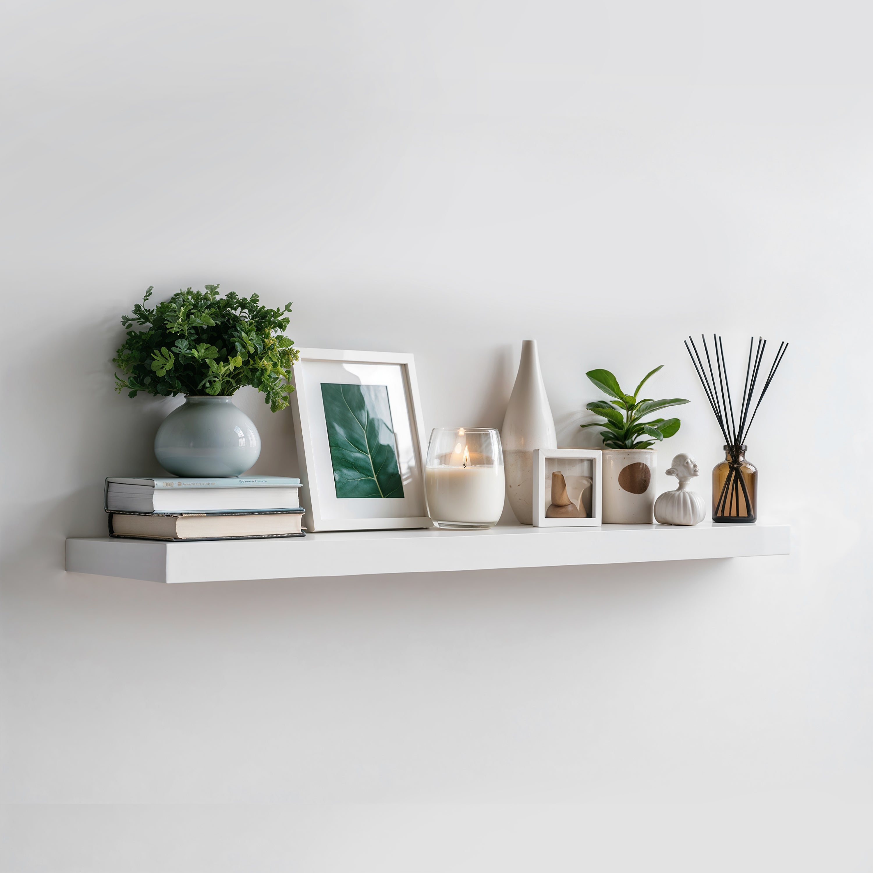 Modern Finish Floating Shelf - 2 Inches Thick, Long Floating Shelf for