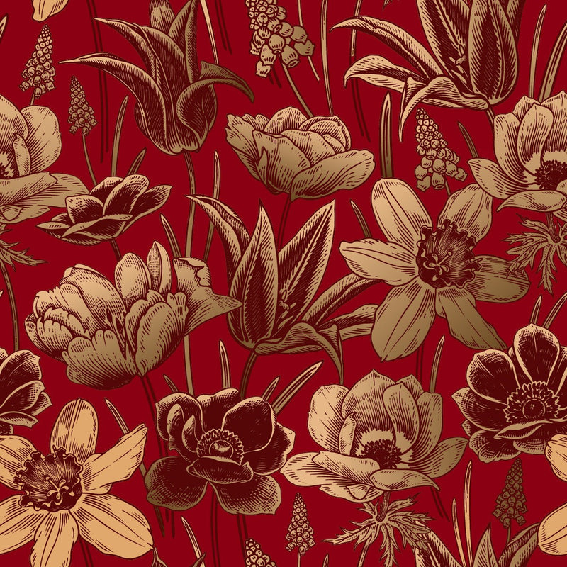 Red Floral Wallpaper