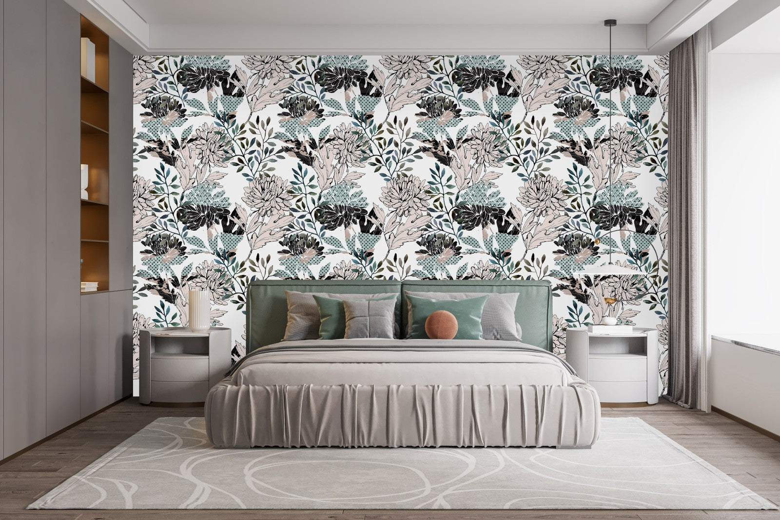 Textural Floral Pattern Wallpaper