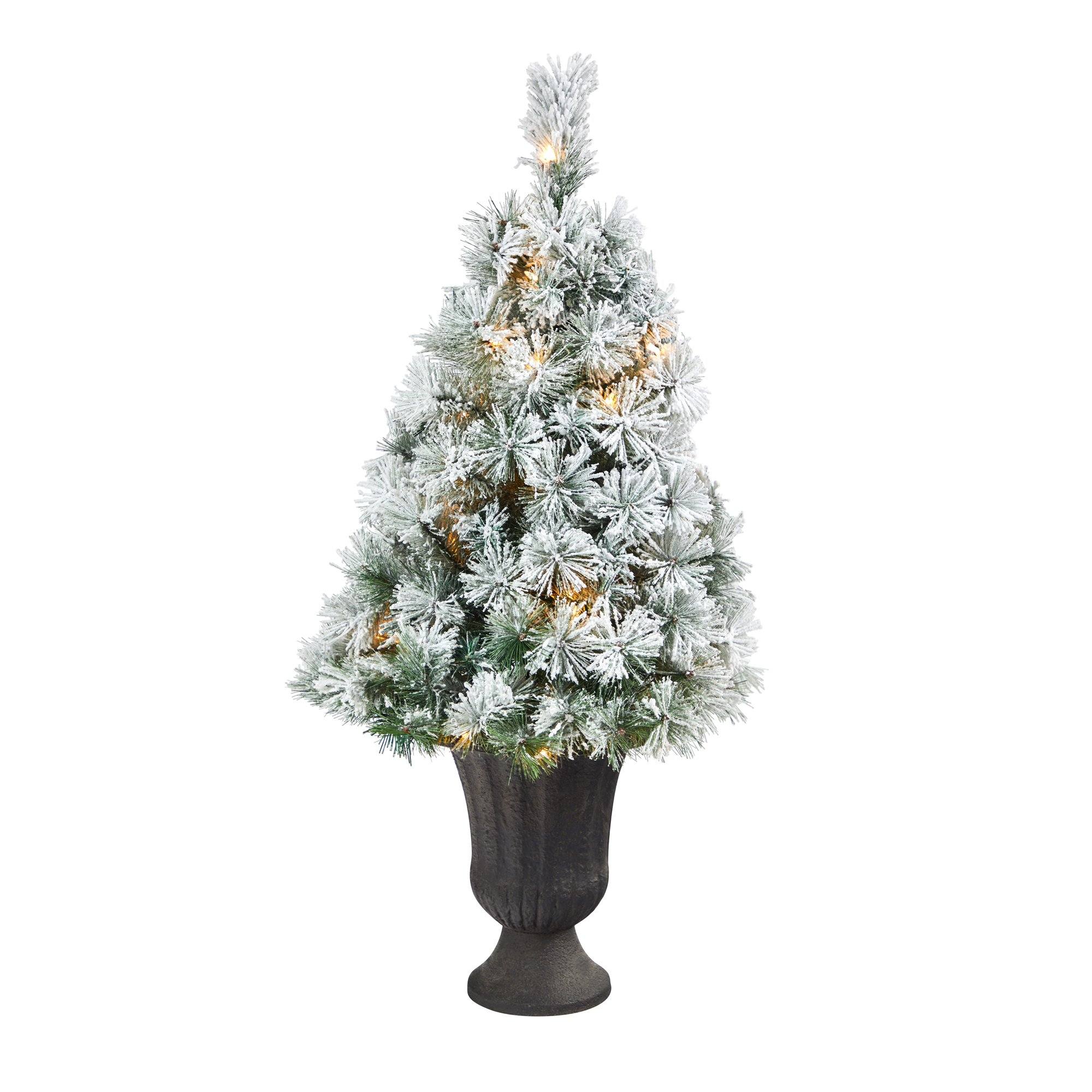 44” Flocked Oregon Pine Artificial Christmas Tree with 50 Clear Lights