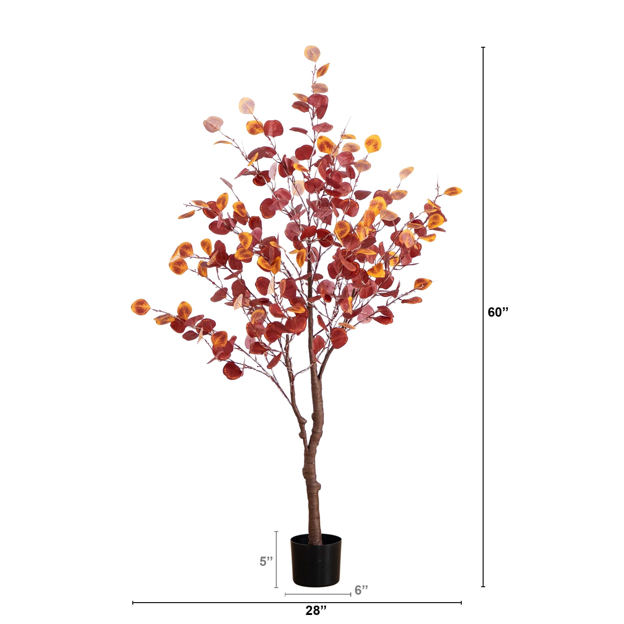 5’ Pre-Lit Autumn Eucalyptus Artificial Fall Tree with 220 Warm White