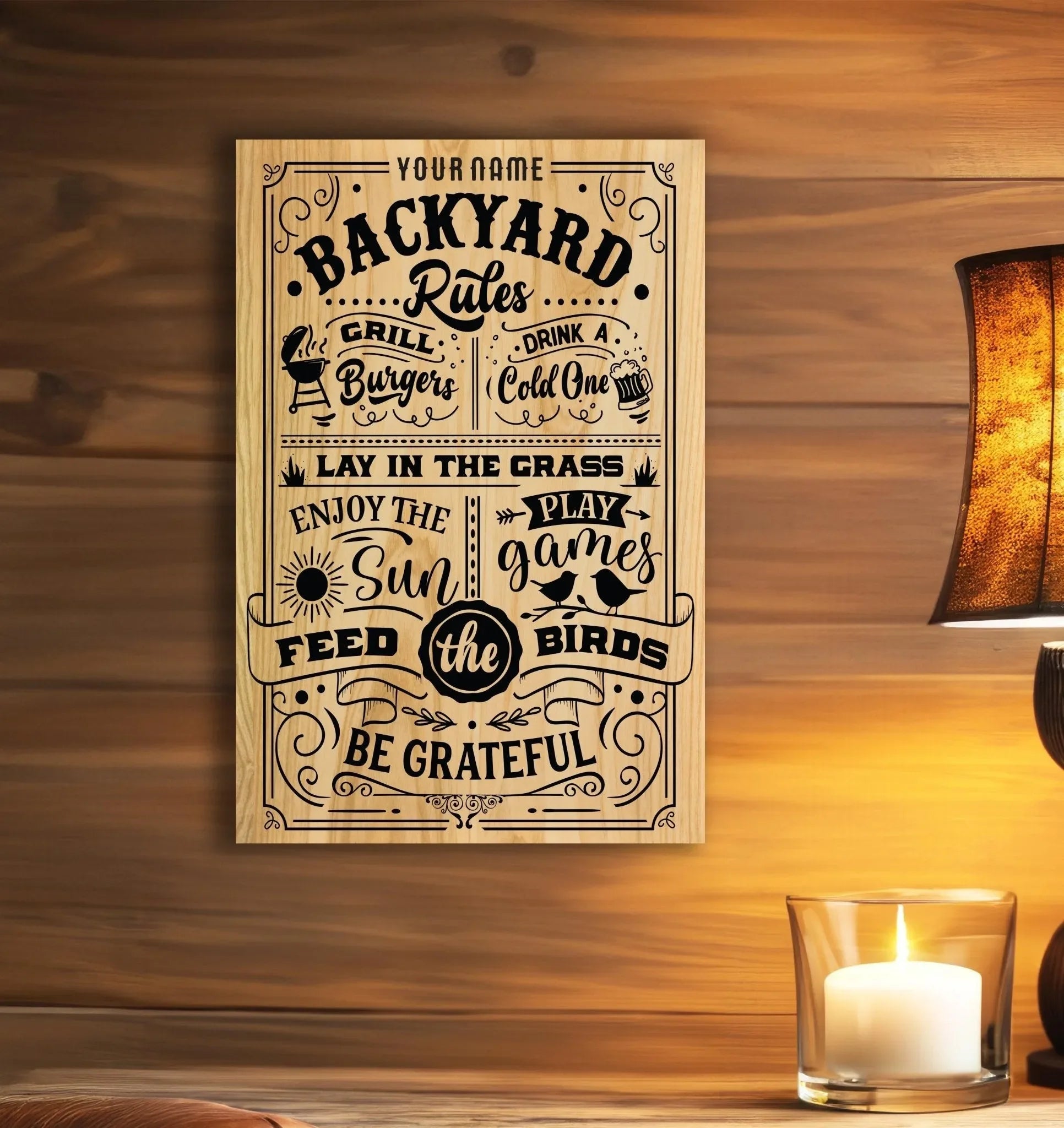 Backyard Rules Metal Sign